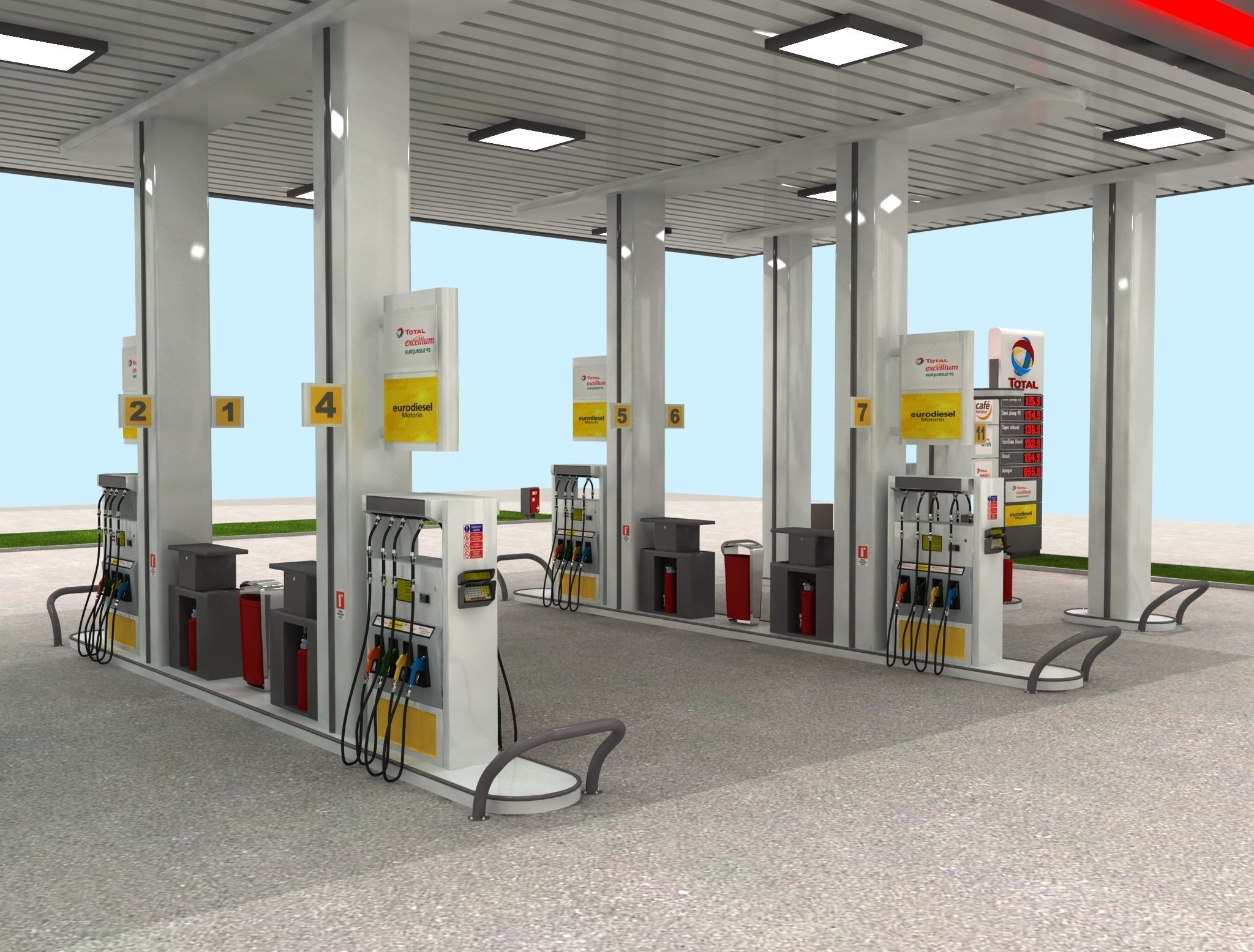 Total France Gasoline Station High Detail 3D model | CGTrader