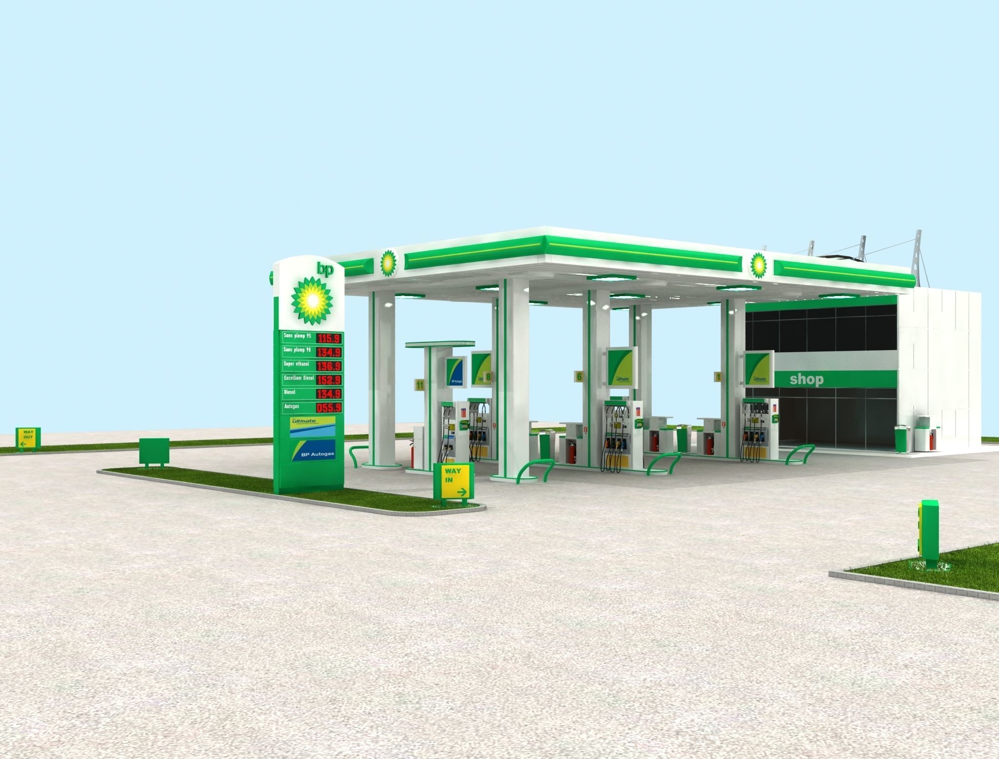 BP British Petrol Station England 3D model | CGTrader
