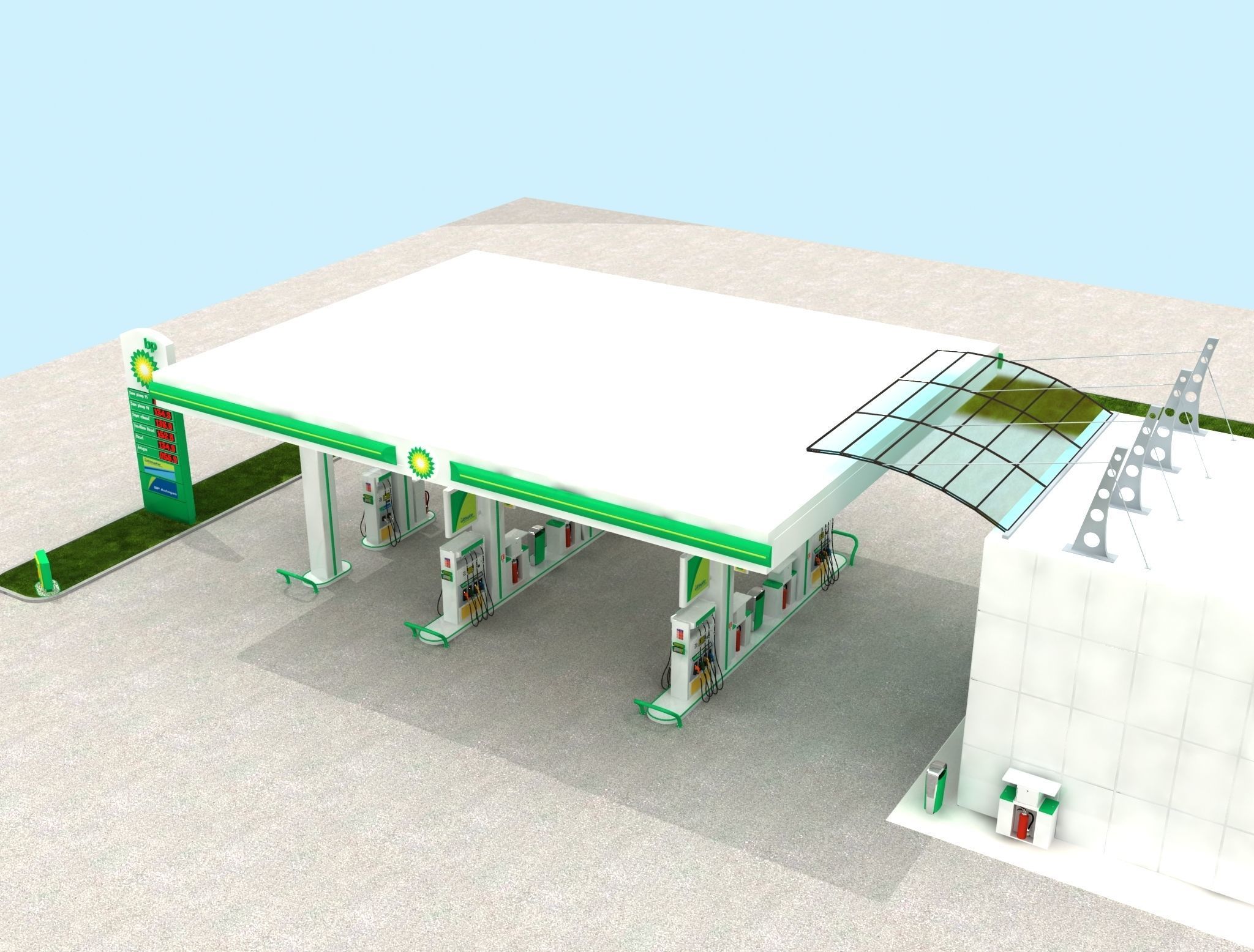 BP British Petrol Station England 3D model | CGTrader