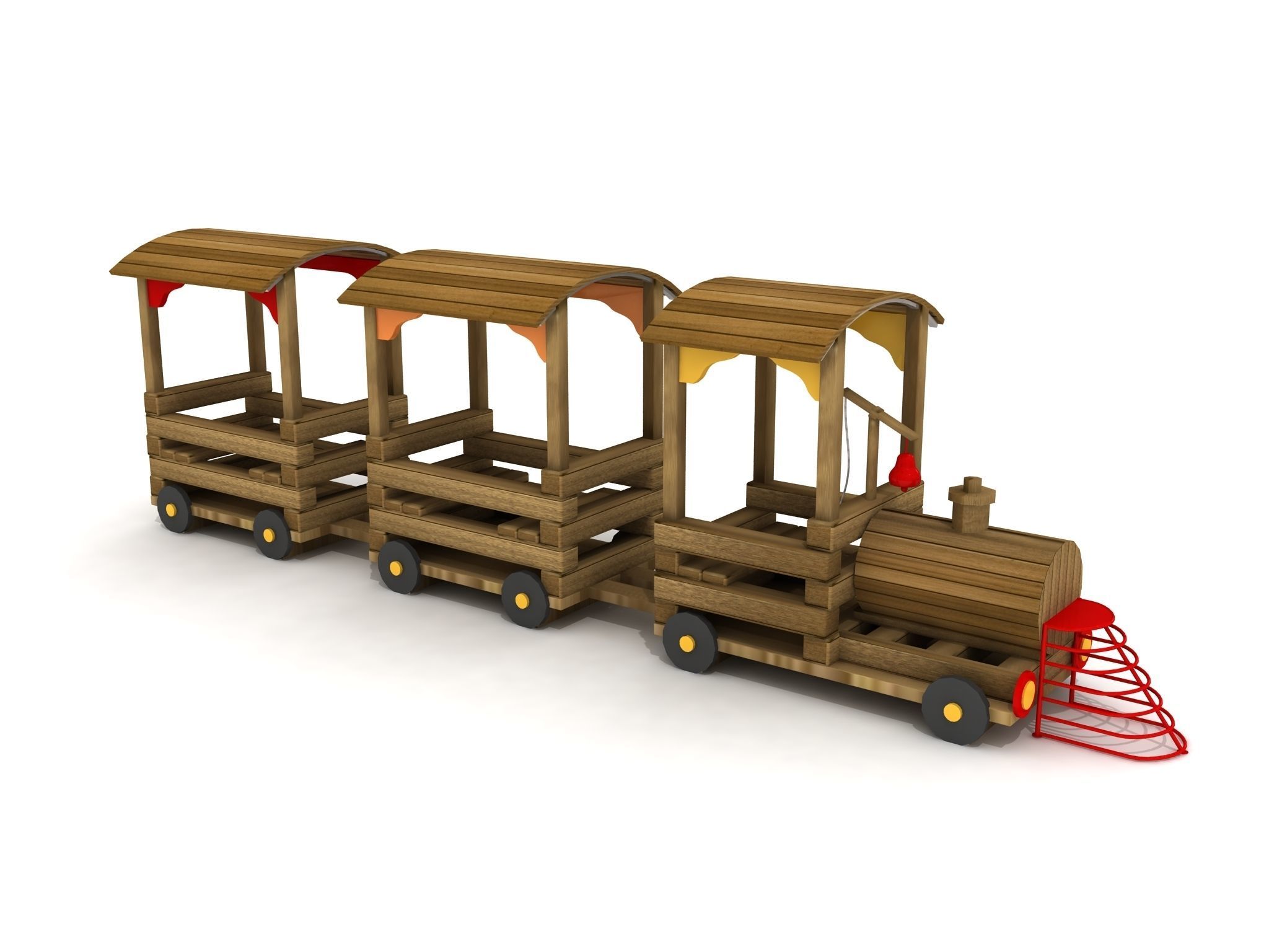 Kids Game Play Equipment 019 Wood Train 3D model | CGTrader