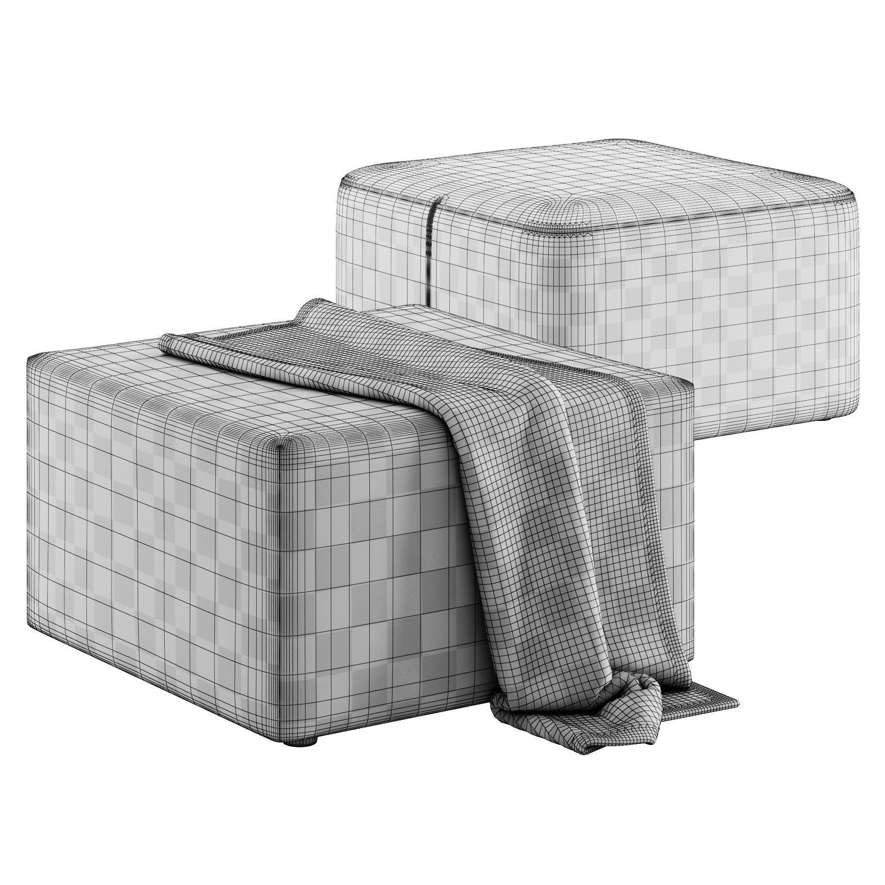 Large Square Poufs Irocodesign 3D model | CGTrader