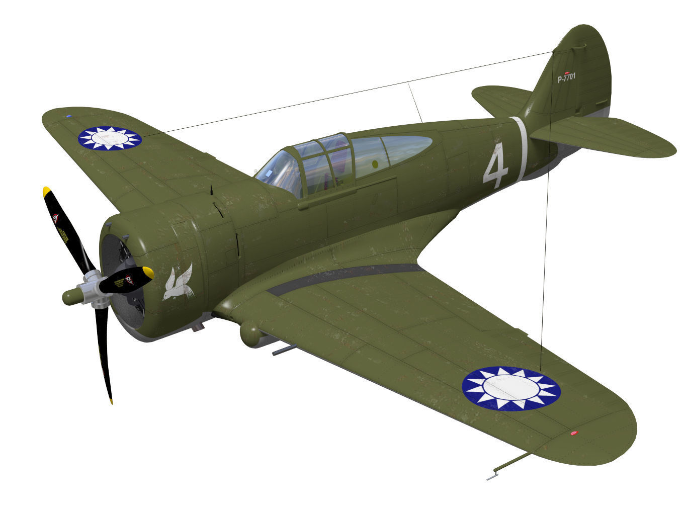 Curtiss Wright P36 Hawk75 A5 3D model | CGTrader