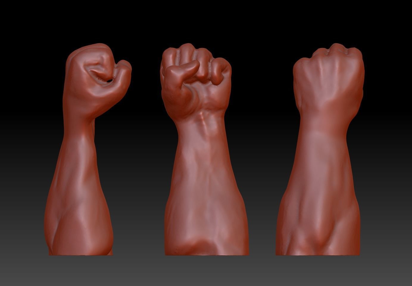 Men hand model 3D printed fist hand clenched 3D model 3D printable ...