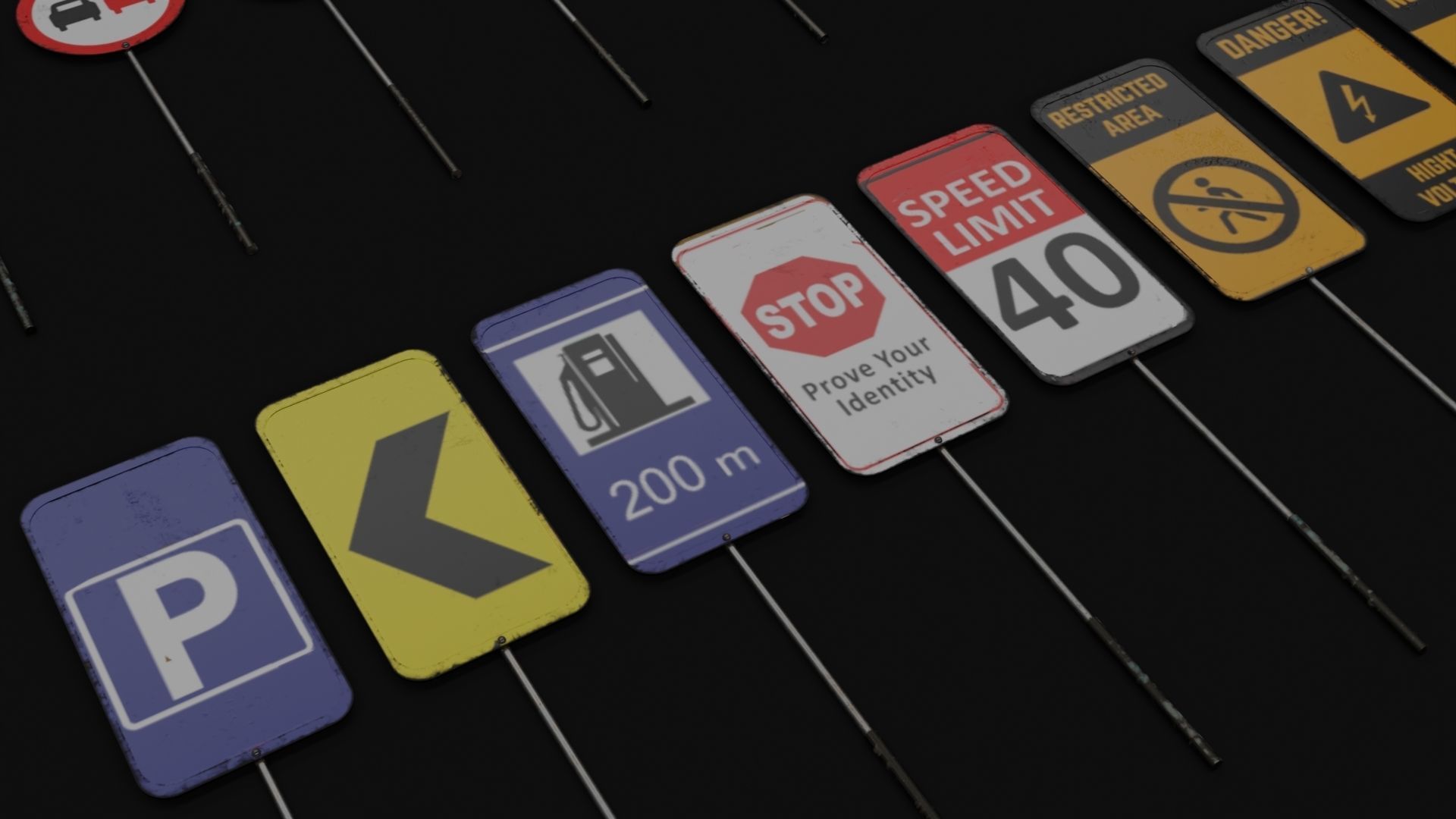 Pack 001 Traffic Signs Board Banners 3D model | CGTrader