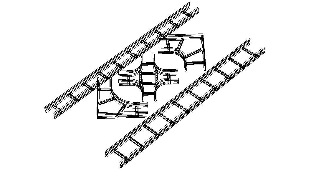 Standard Steel Ladder Type Cable Trays 3D model rigged | CGTrader