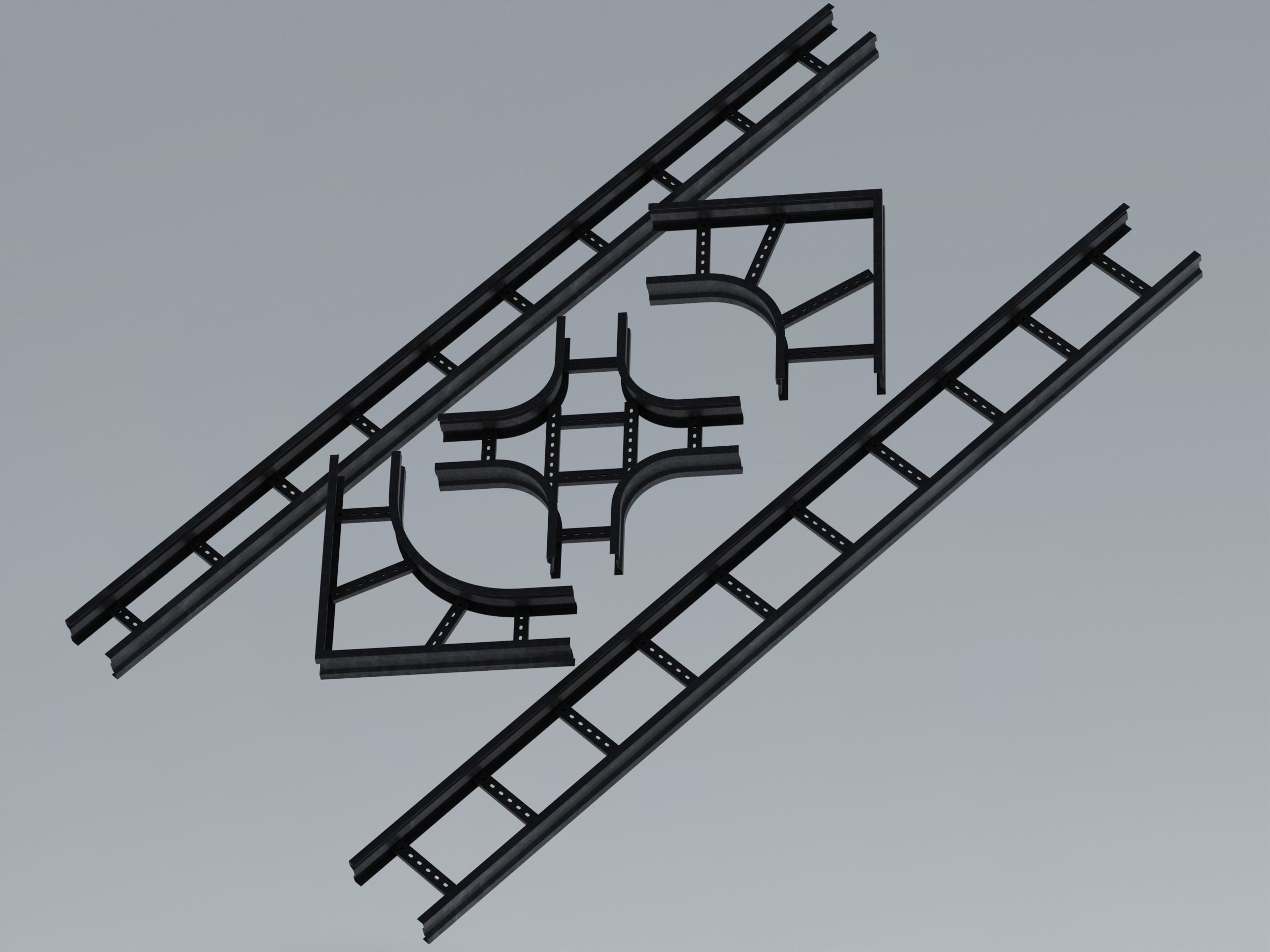Standard Steel Ladder Type Cable Trays 3D model rigged | CGTrader