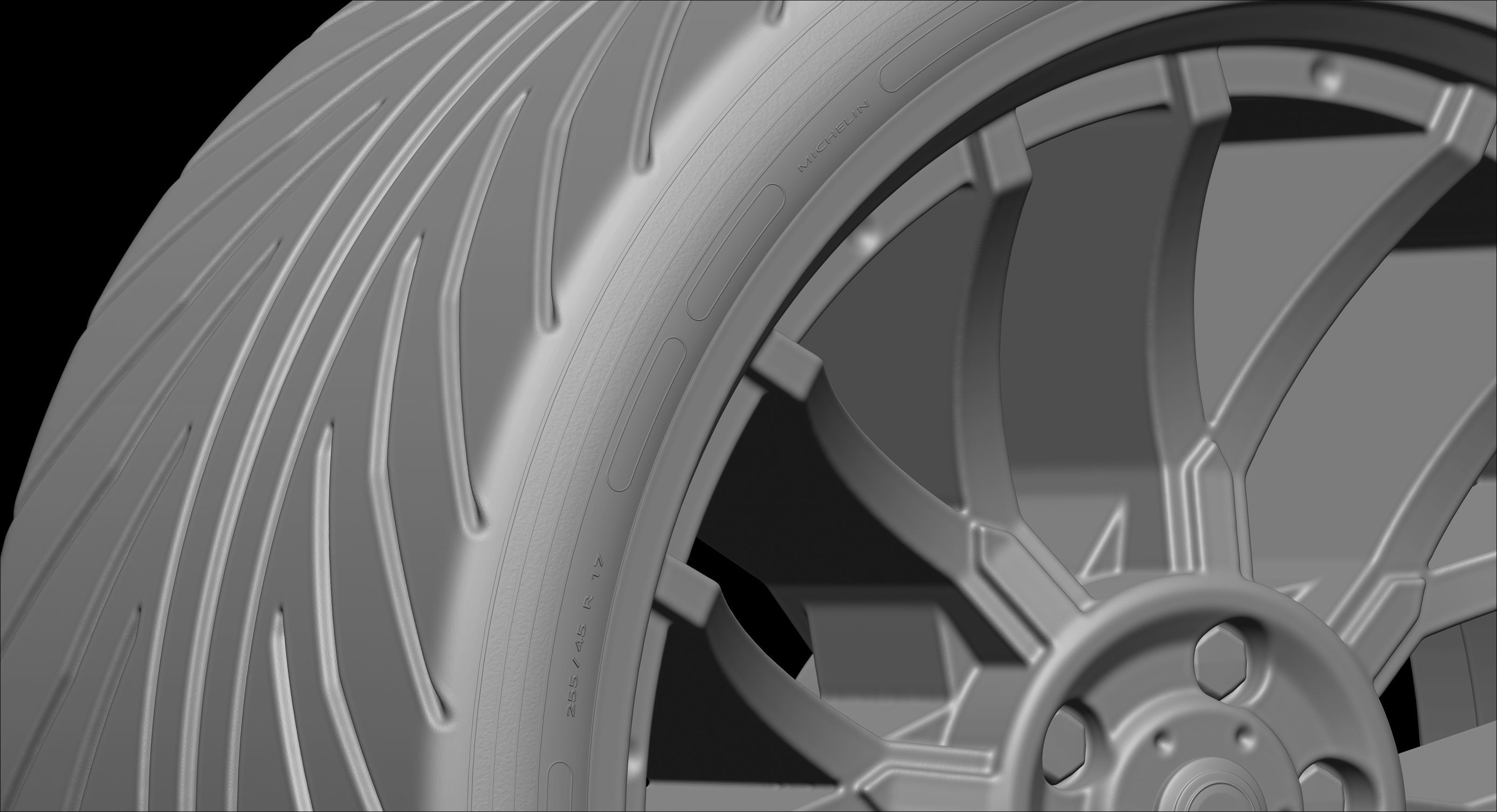 Realistic Michelin sports tire and alloy wheel STL - OBJ file 3D model ...