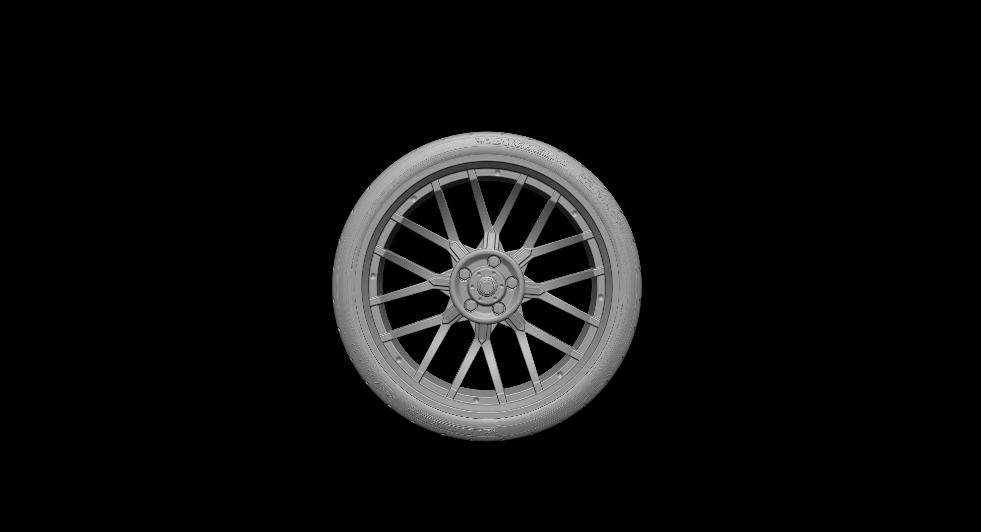 Realistic Michelin sports tire and alloy wheel STL - OBJ file 3D model ...
