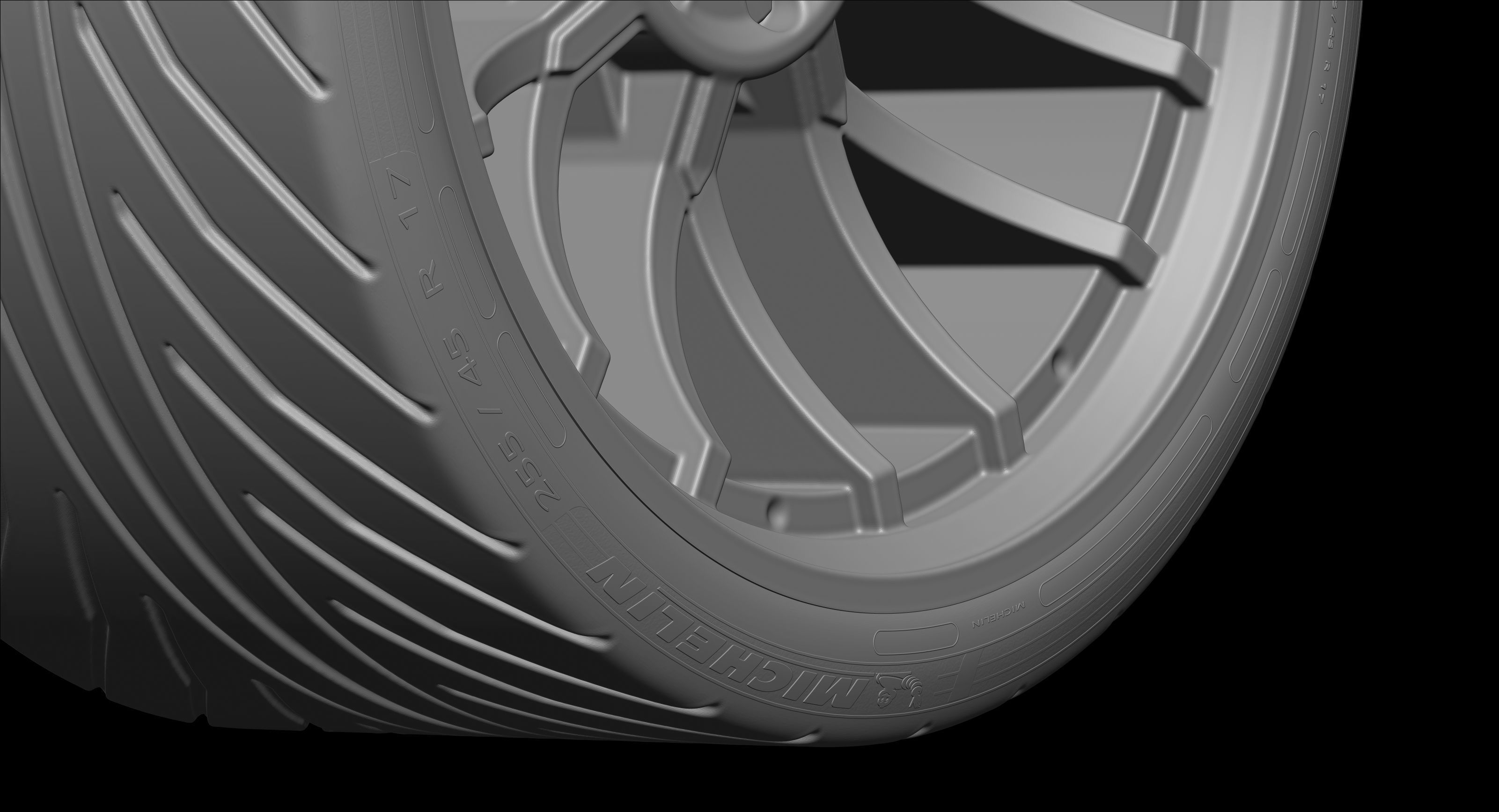 Realistic Michelin sports tire and alloy wheel STL - OBJ file 3D model ...
