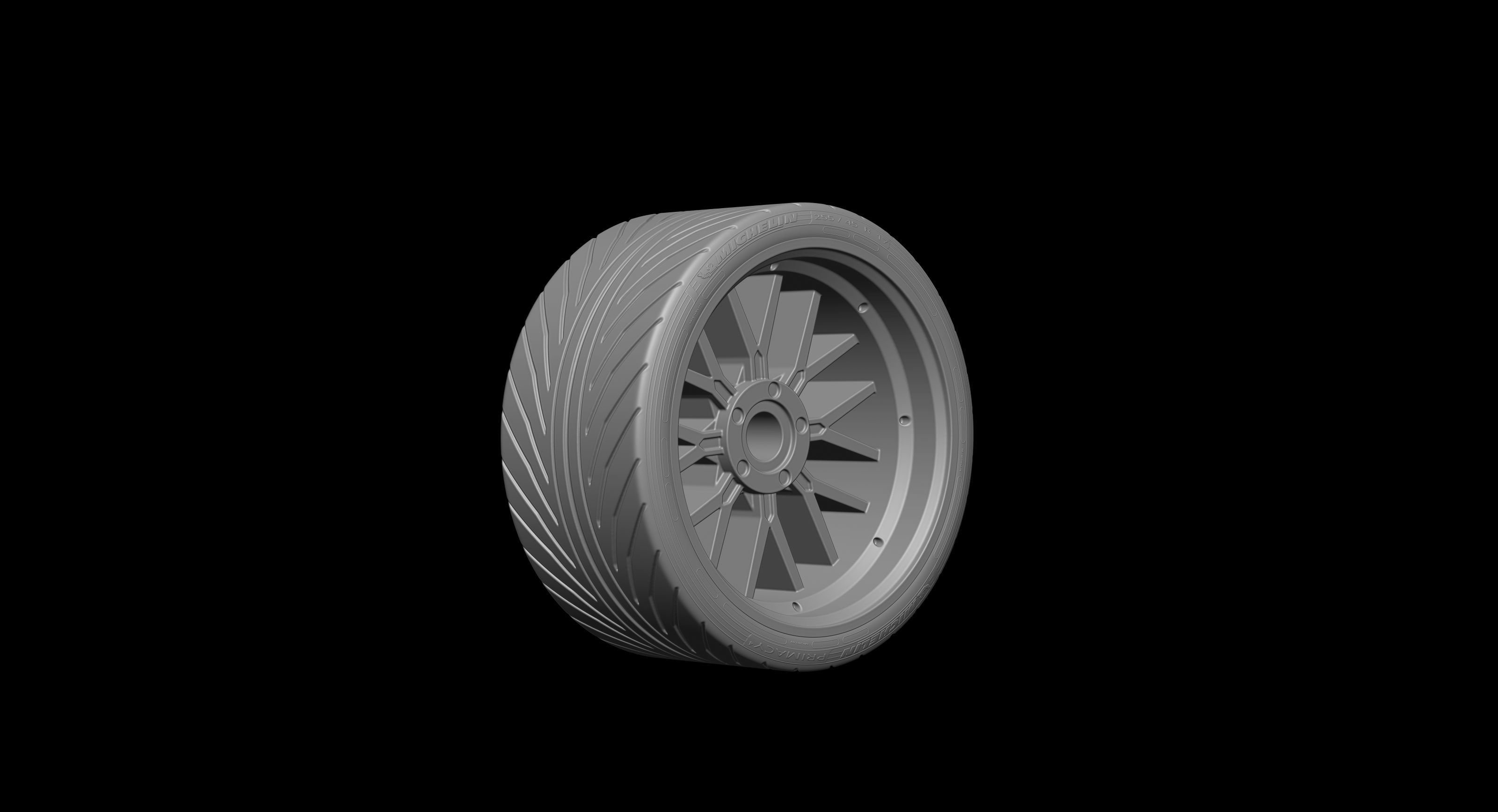 Realistic Michelin sports tire and alloy wheel STL - OBJ file 3D model ...
