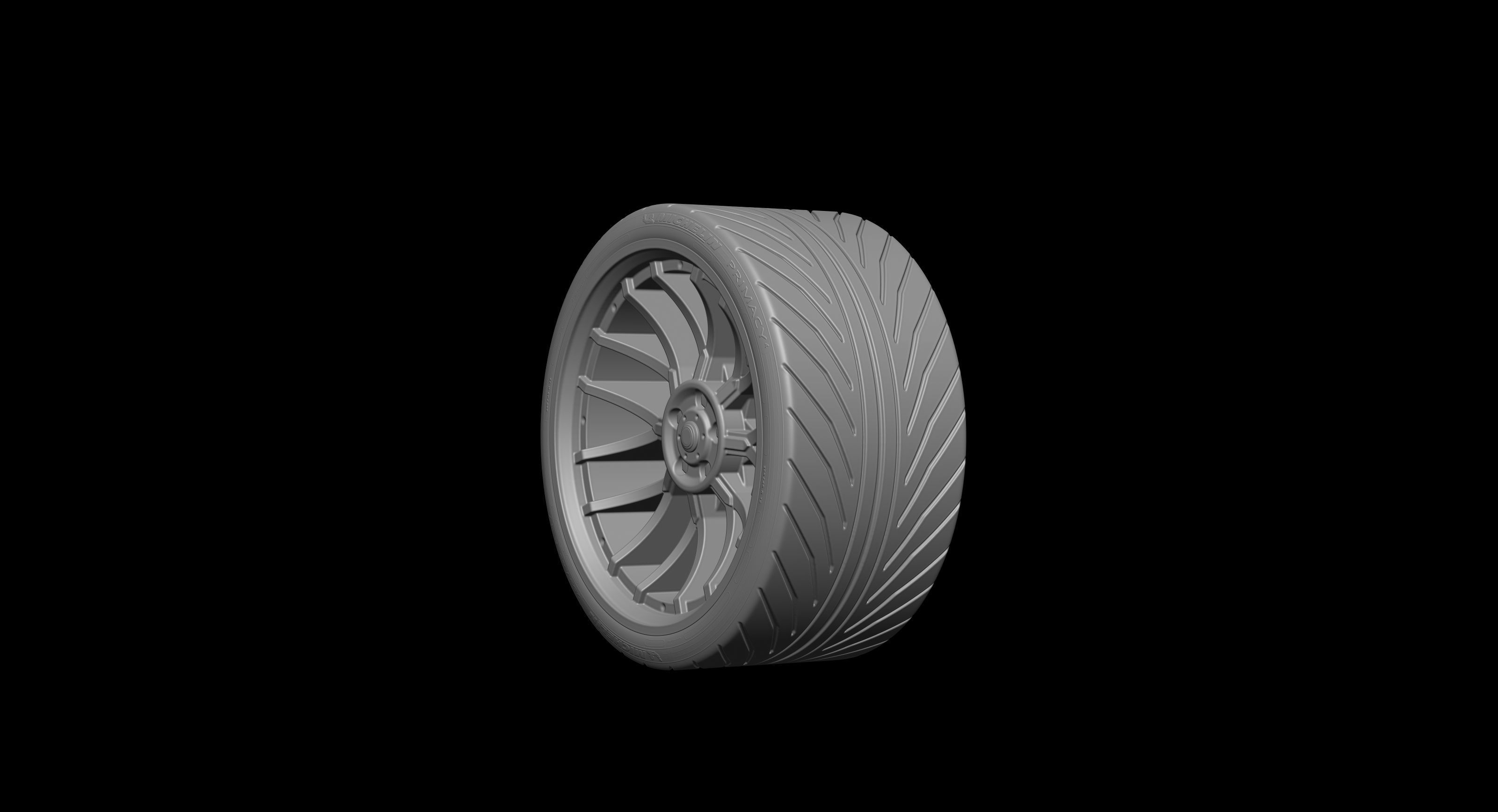 Realistic Michelin sports tire and alloy wheel STL - OBJ file 3D model ...