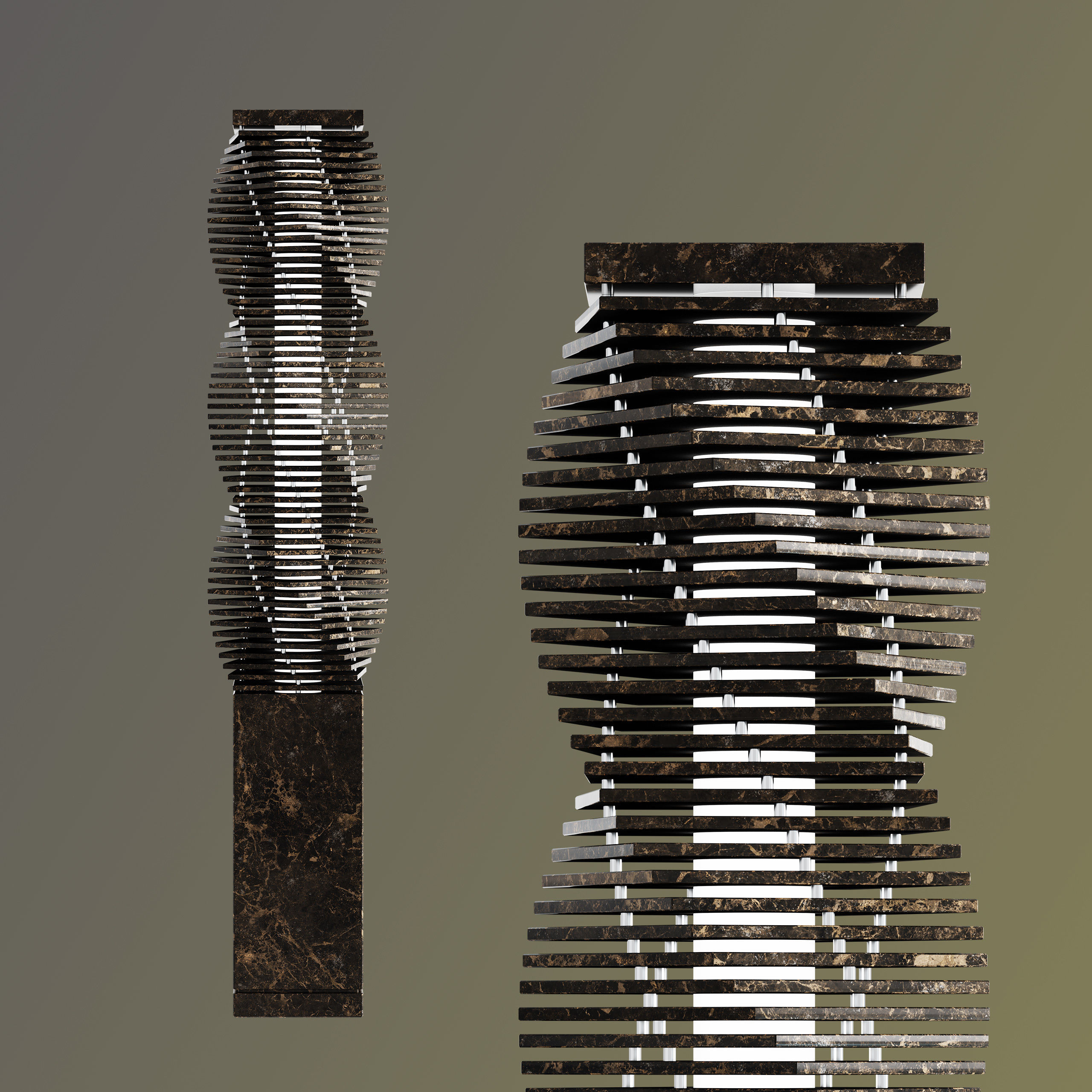 Parametric Spiral Tower Floor Lamp V1 free VR / AR / low-poly 3D model | CGTrader