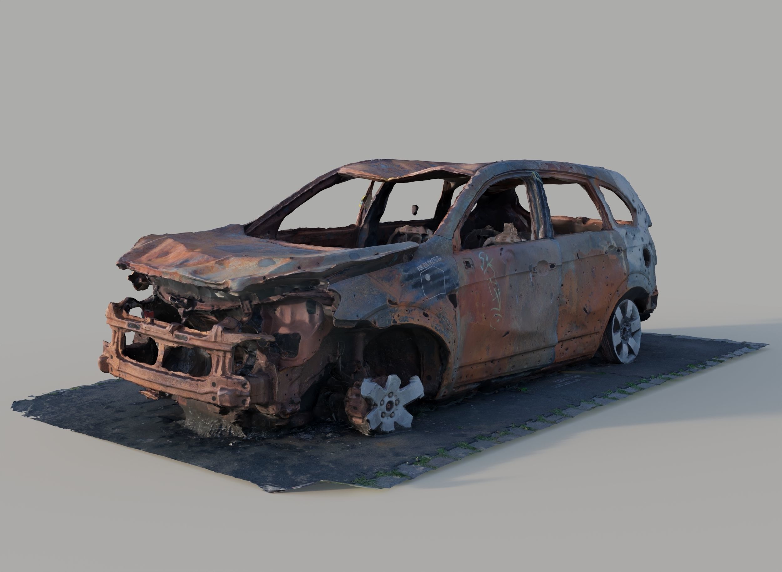 3D model Burnt car 3d photogrammetry VR / AR / low-poly | CGTrader