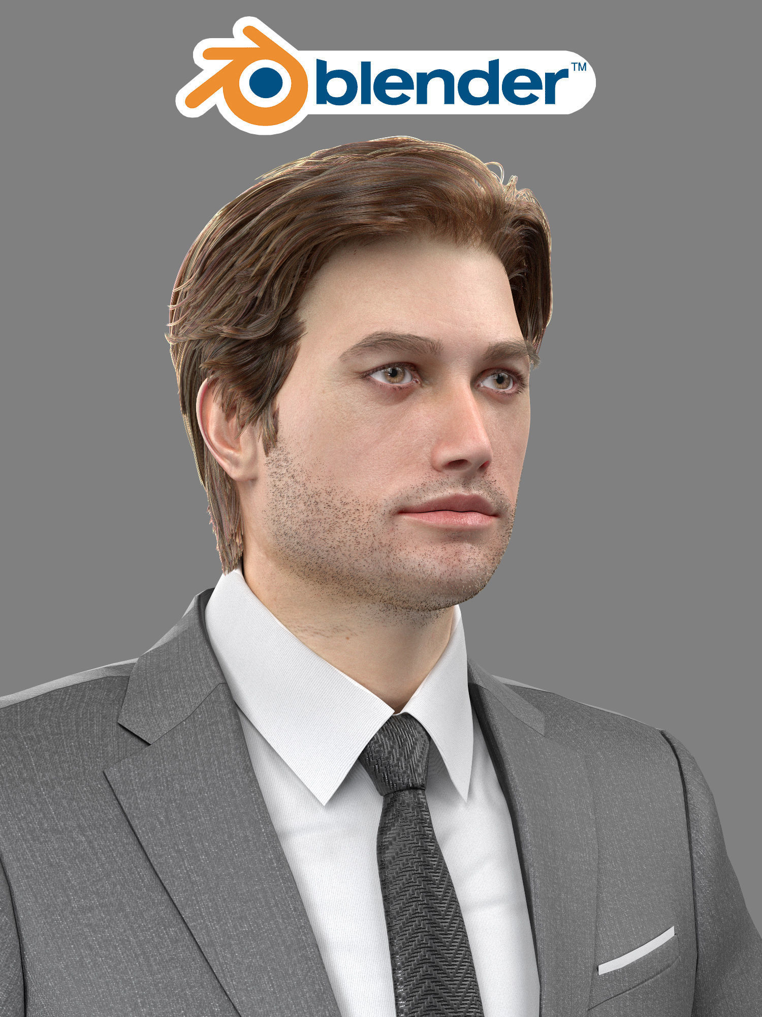 3D model Business Man with suit blender and 3ds max VR / AR / low-poly ...