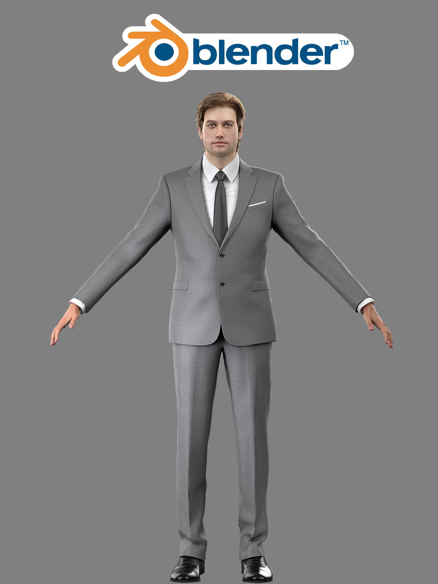 3D model Business Man with suit blender and 3ds max VR / AR / low-poly ...