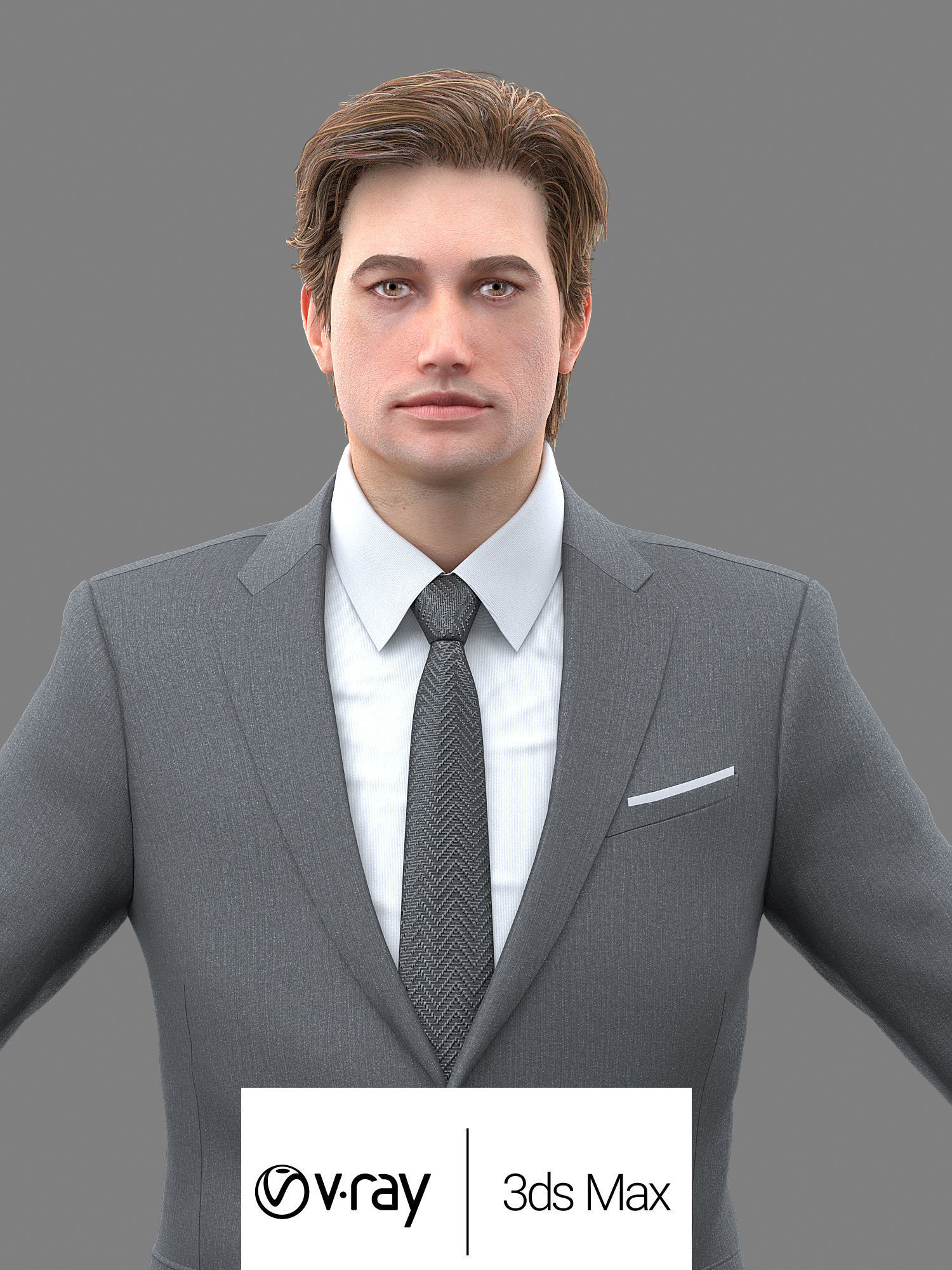 3D model Business Man with suit blender and 3ds max VR / AR / low-poly ...