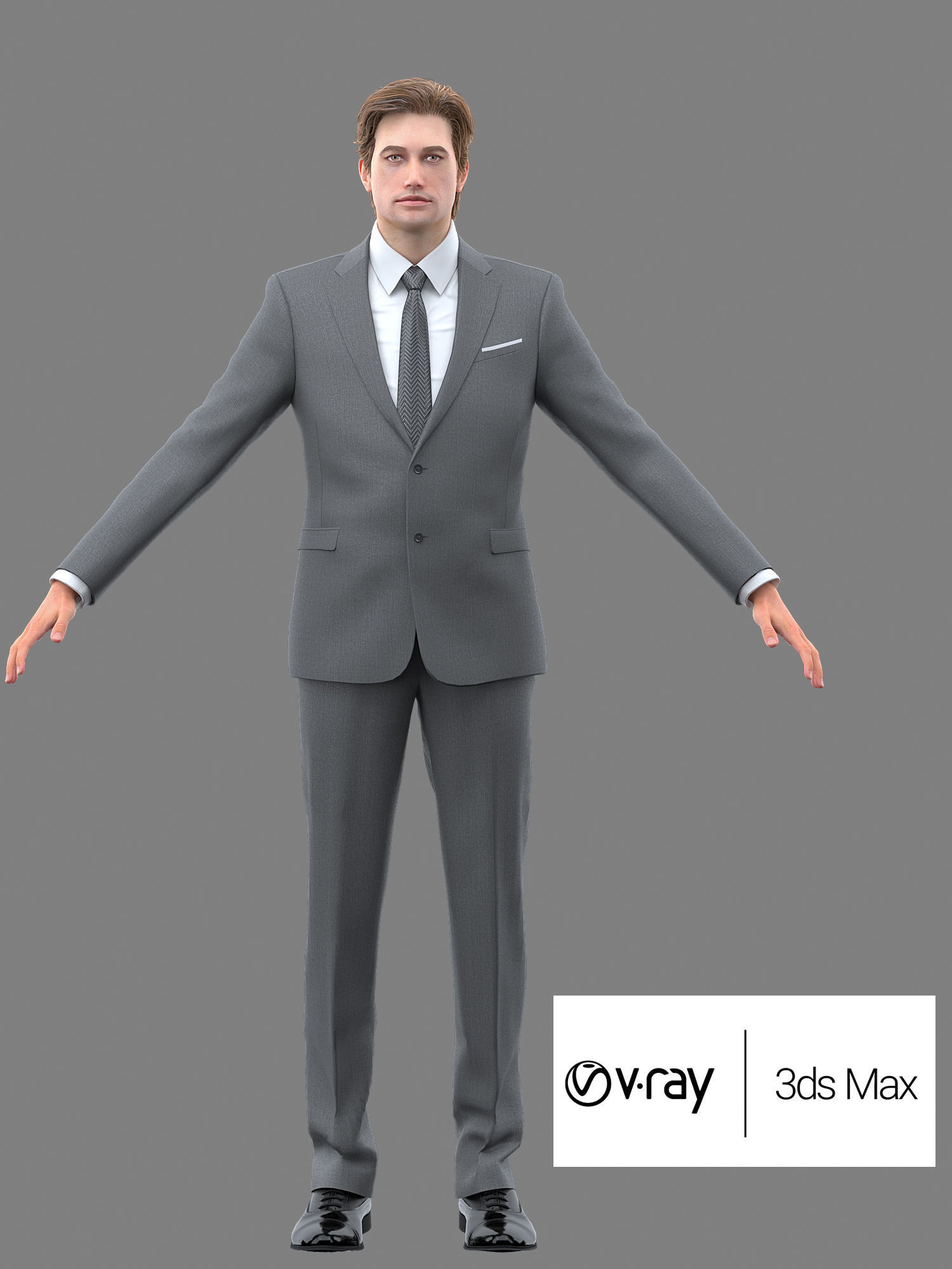 3D model Business Man with suit blender and 3ds max VR / AR / low-poly ...