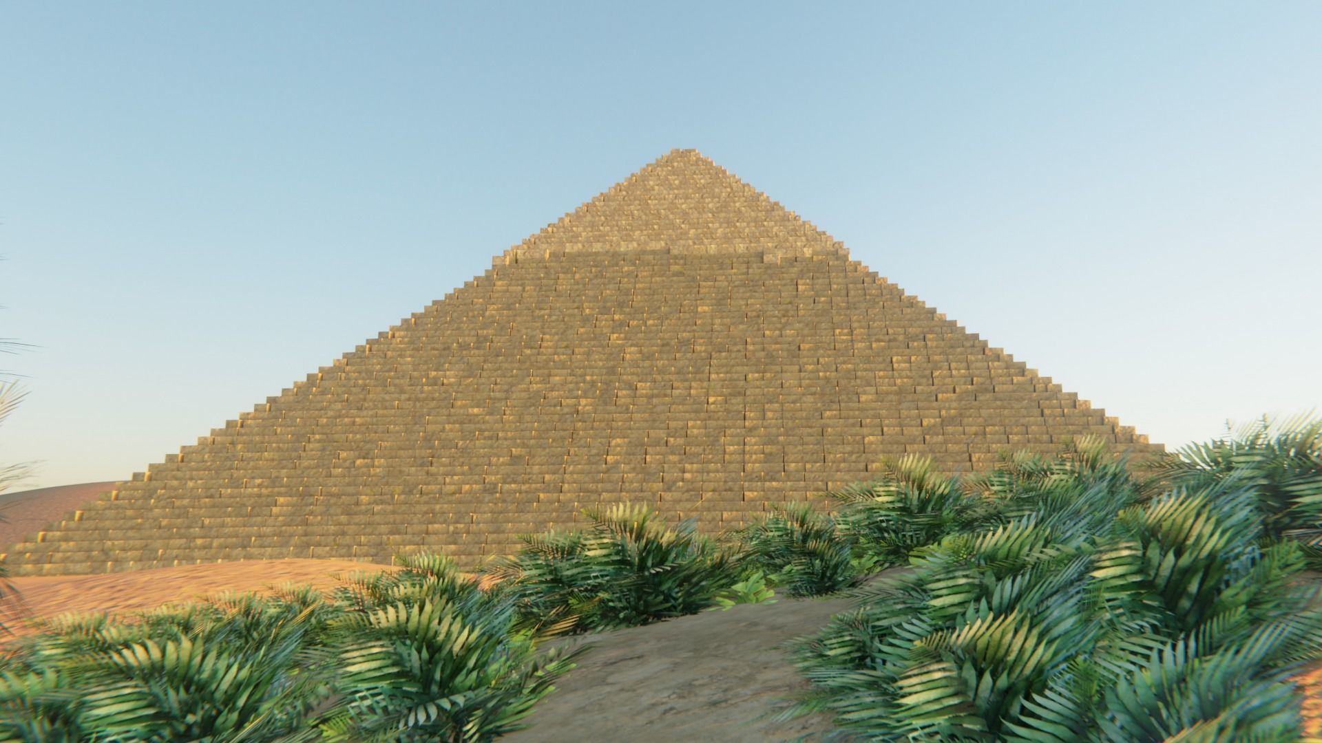 3D model Egypt pyramid desert landscape palm tree VR / AR / low-poly ...