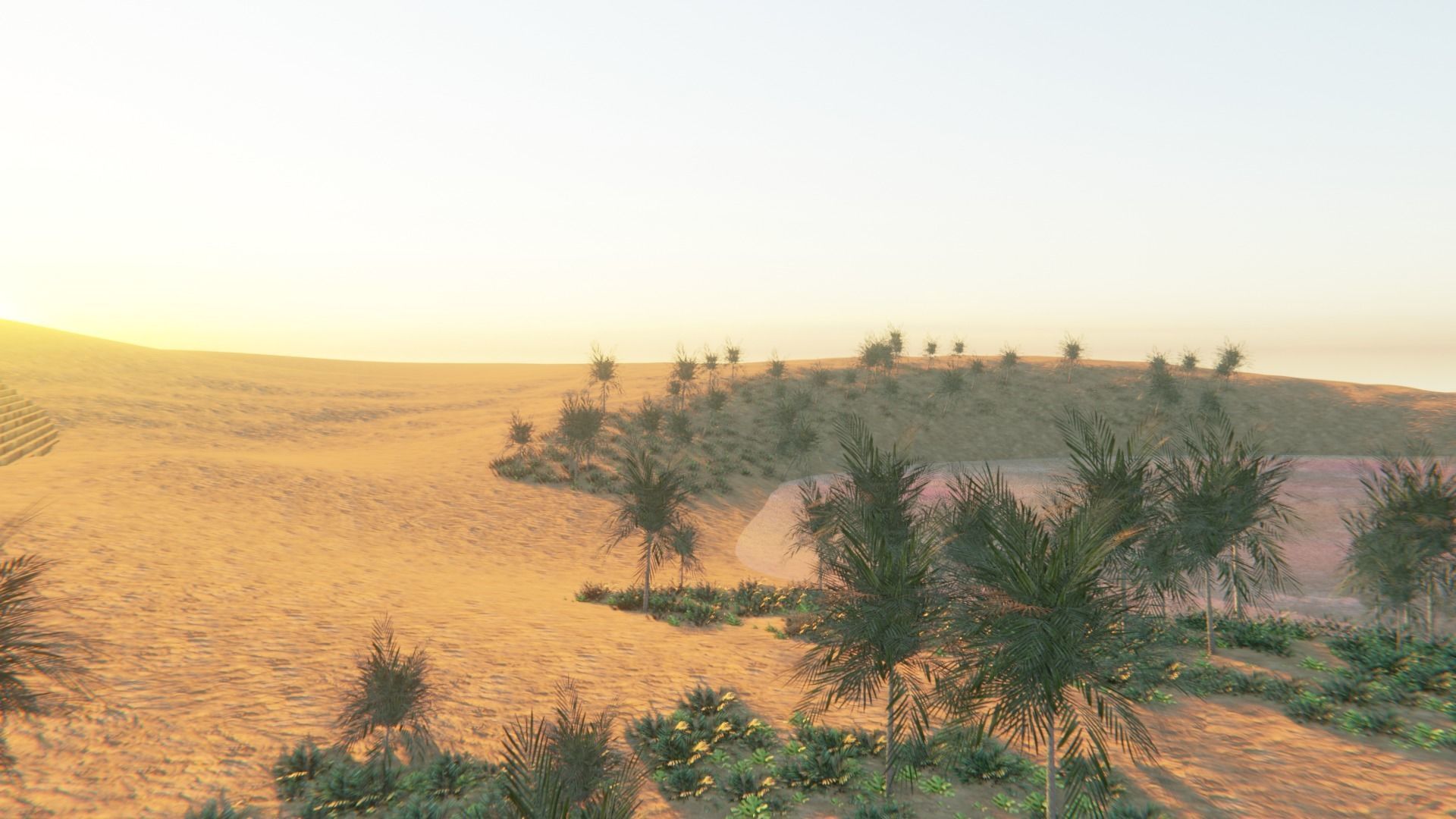 3D model Egypt pyramid desert landscape palm tree VR / AR / low-poly ...