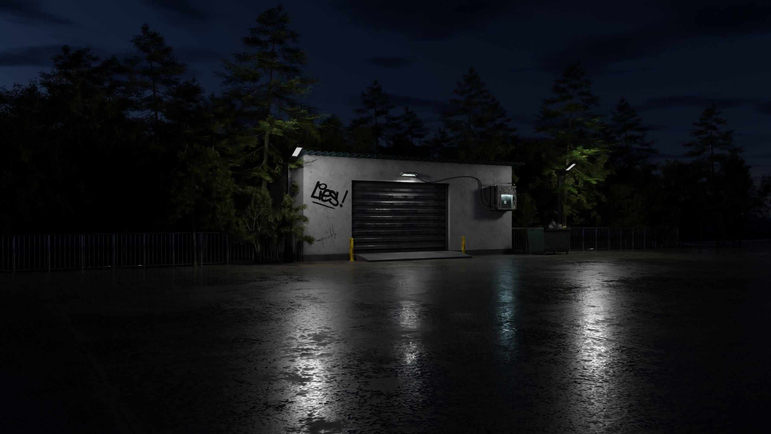 Darkness Garage Scene 3D Blend File Textured FBX OBJ MTL Files 3D model ...