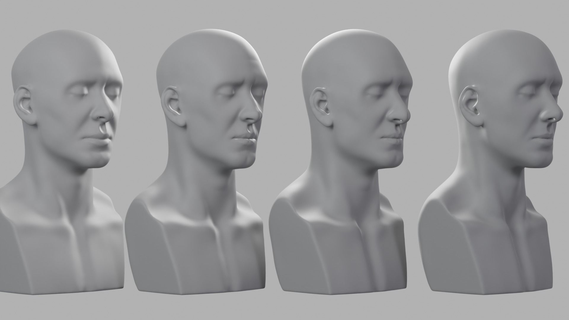 Male Closed Eyes Heads 3D model | CGTrader