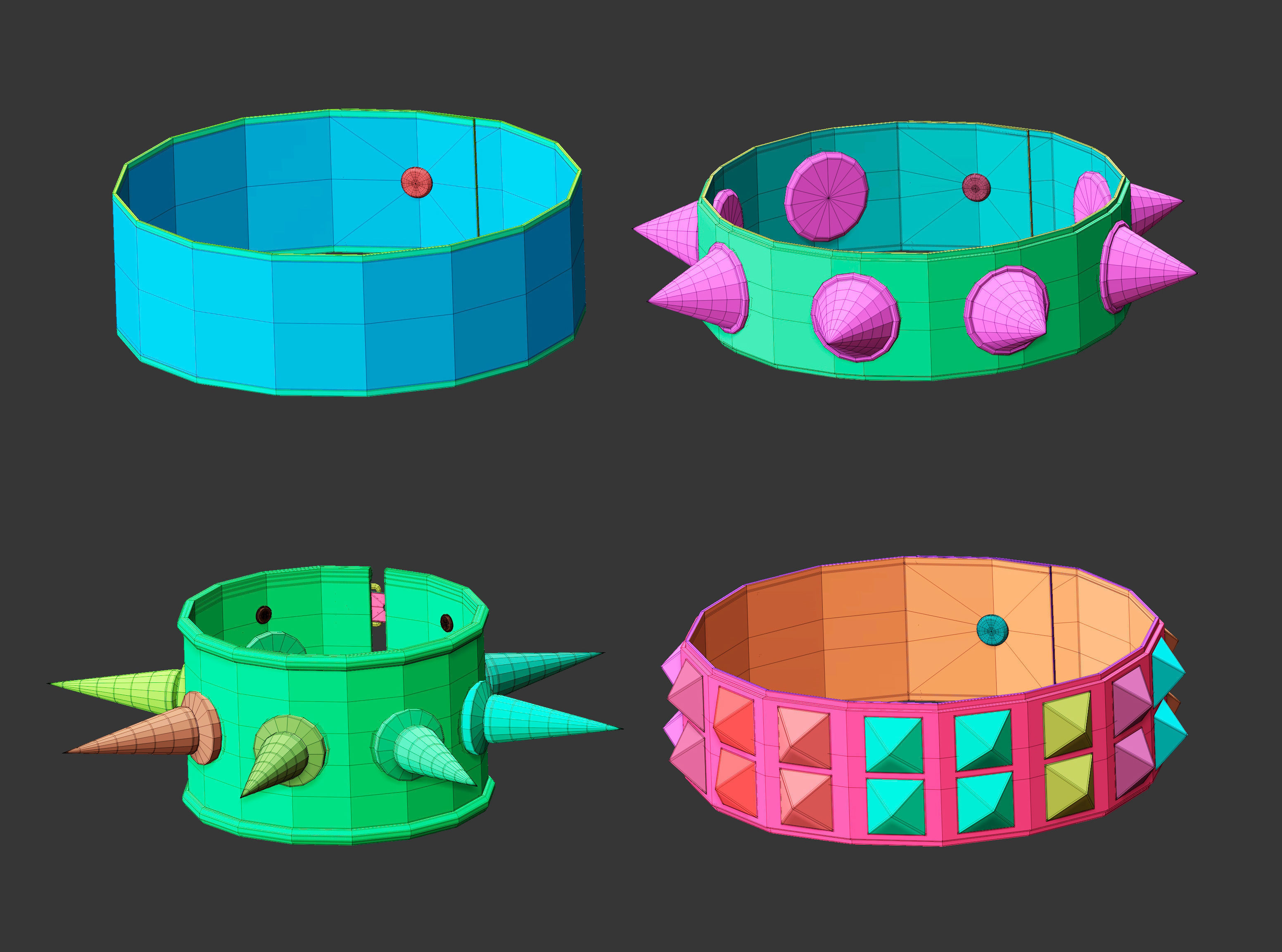 25 low poly arm cuff and bracelet shapes IMM set 3D model | CGTrader