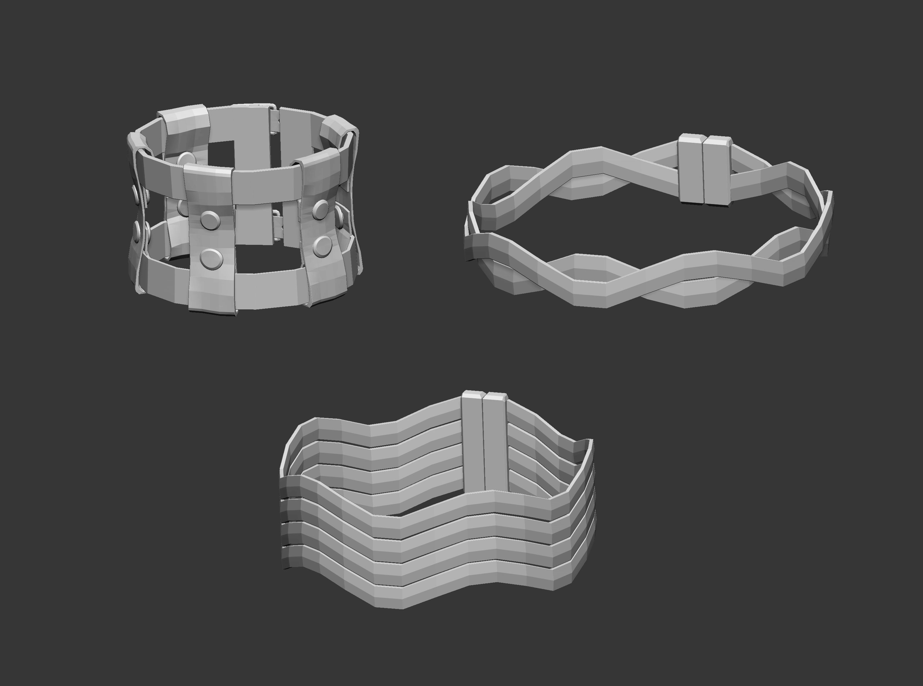 25 low poly arm cuff and bracelet shapes IMM set 3D model | CGTrader