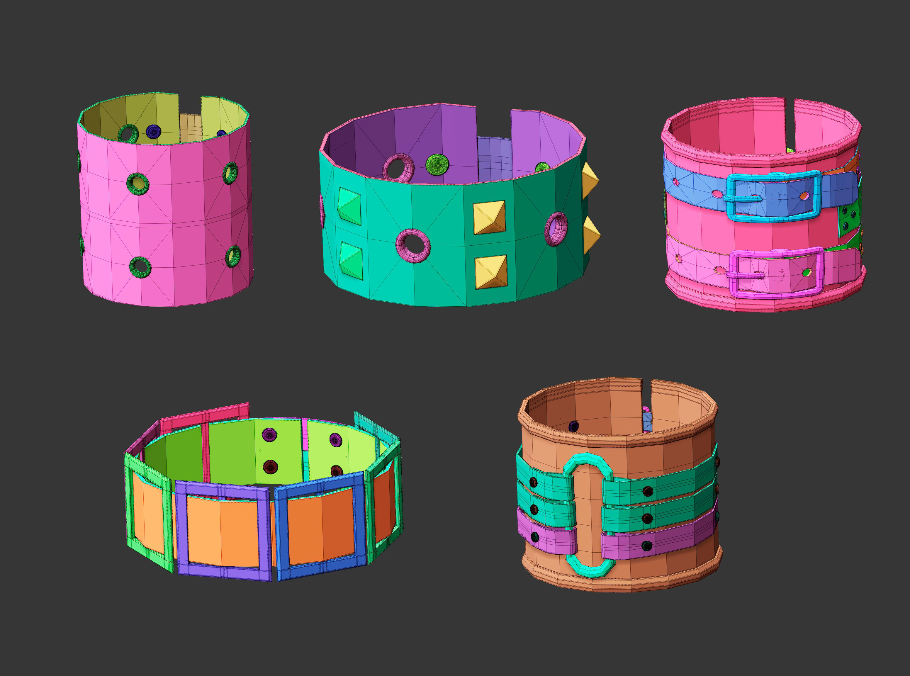 25 low poly arm cuff and bracelet shapes IMM set 3D model | CGTrader
