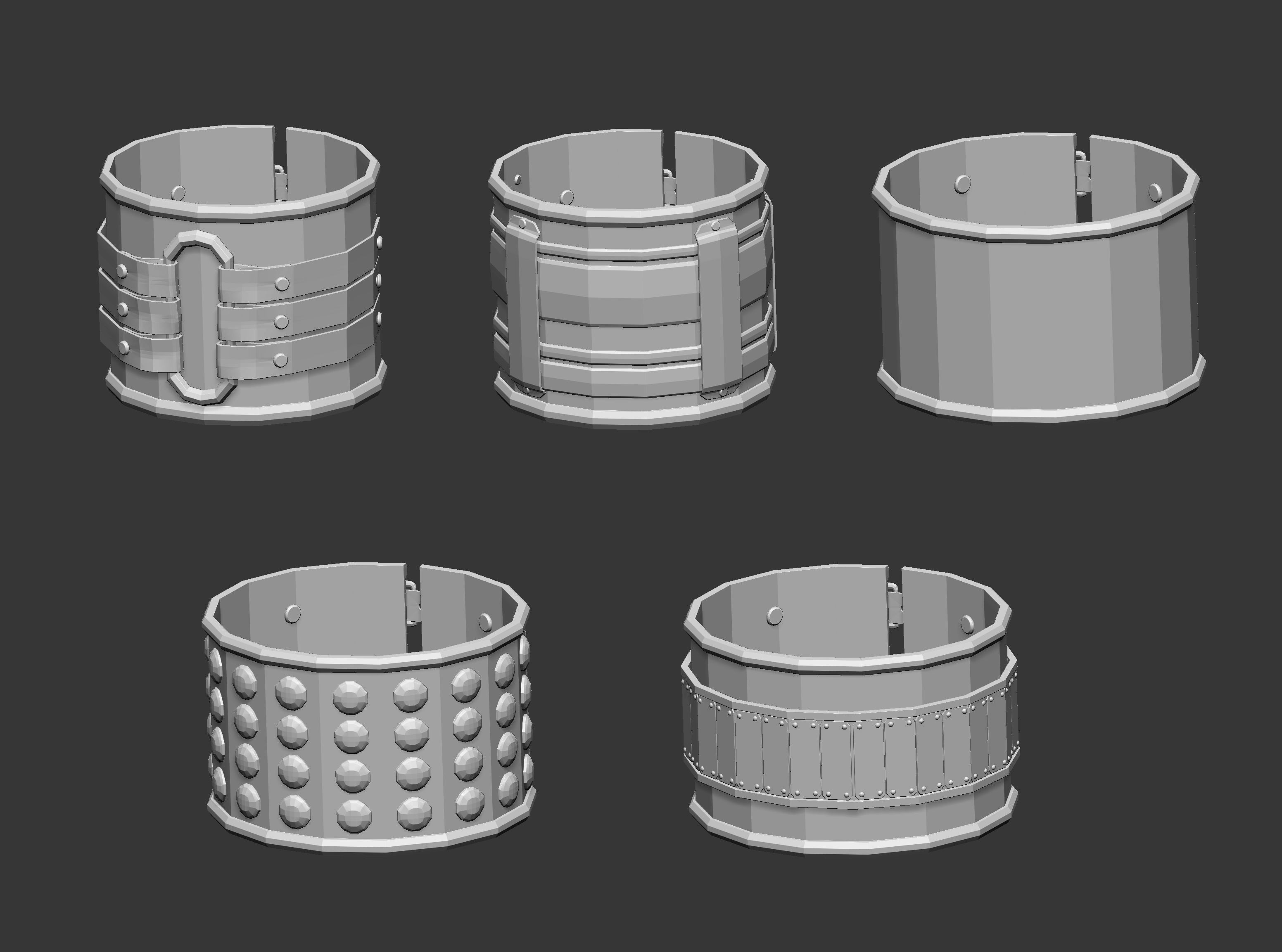 25 low poly arm cuff and bracelet shapes IMM set 3D model | CGTrader