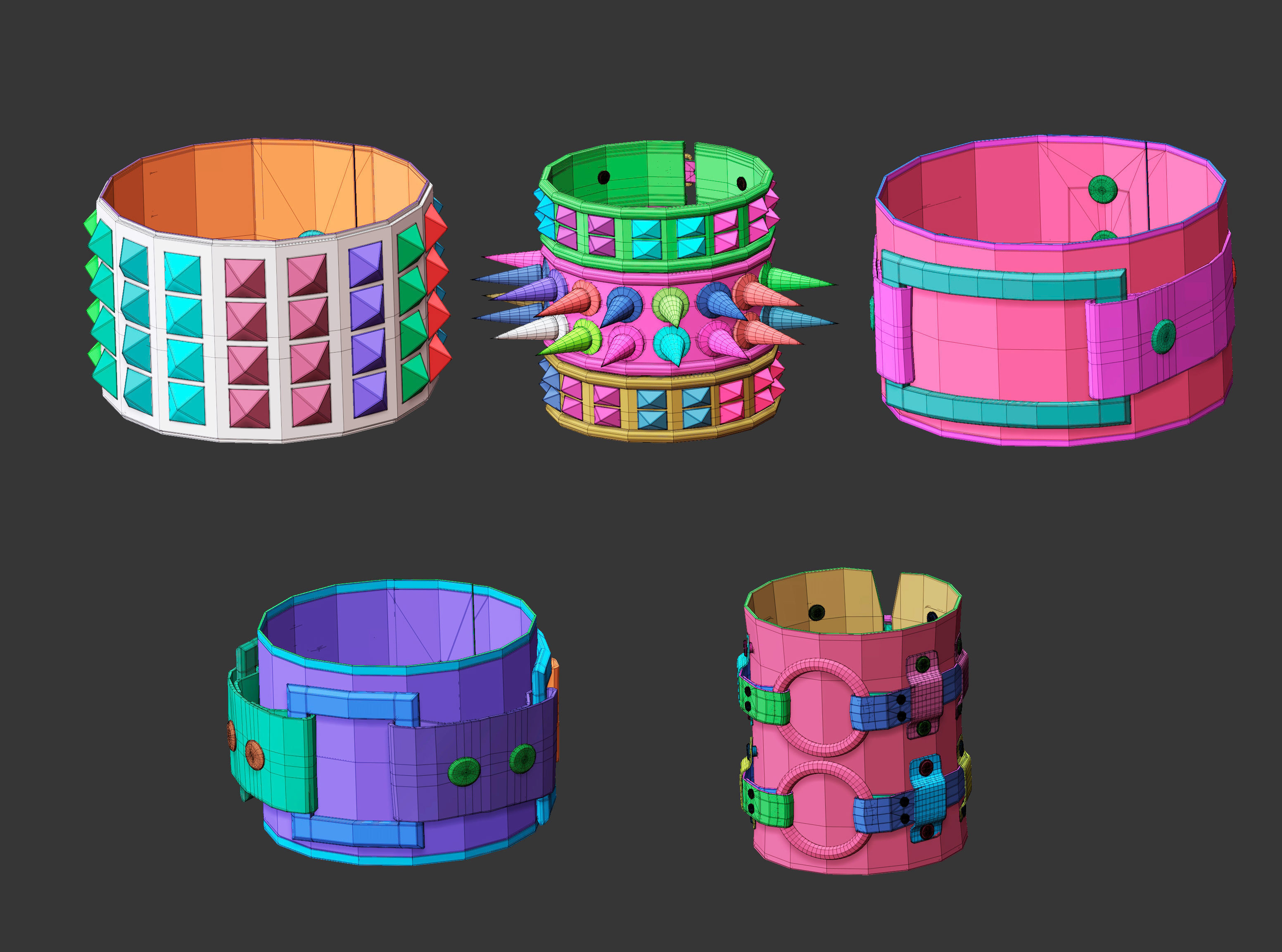 25 low poly arm cuff and bracelet shapes IMM set 3D model | CGTrader