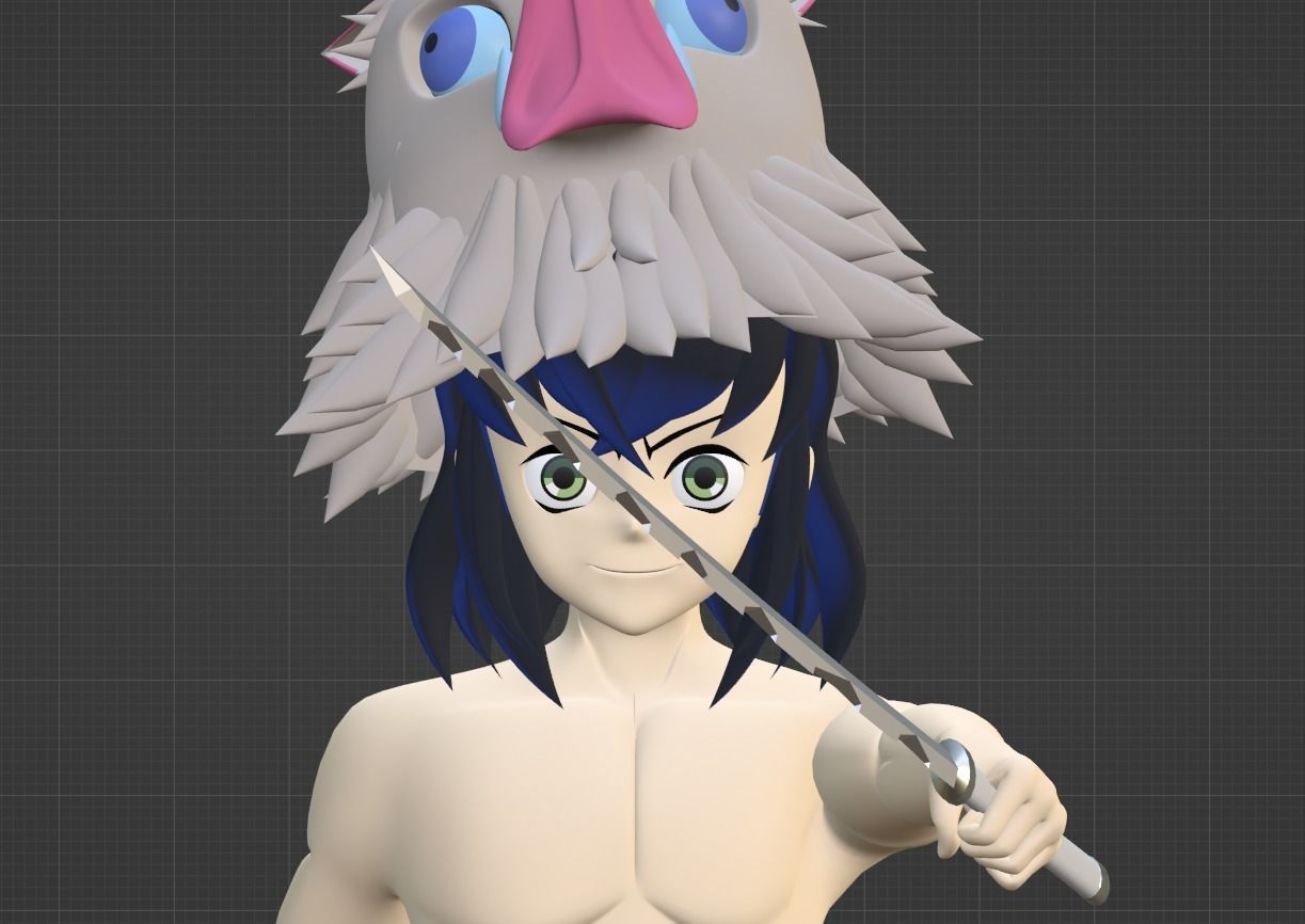 Inosuke Hashibira - Demon Slayer 3D model rigged | CGTrader