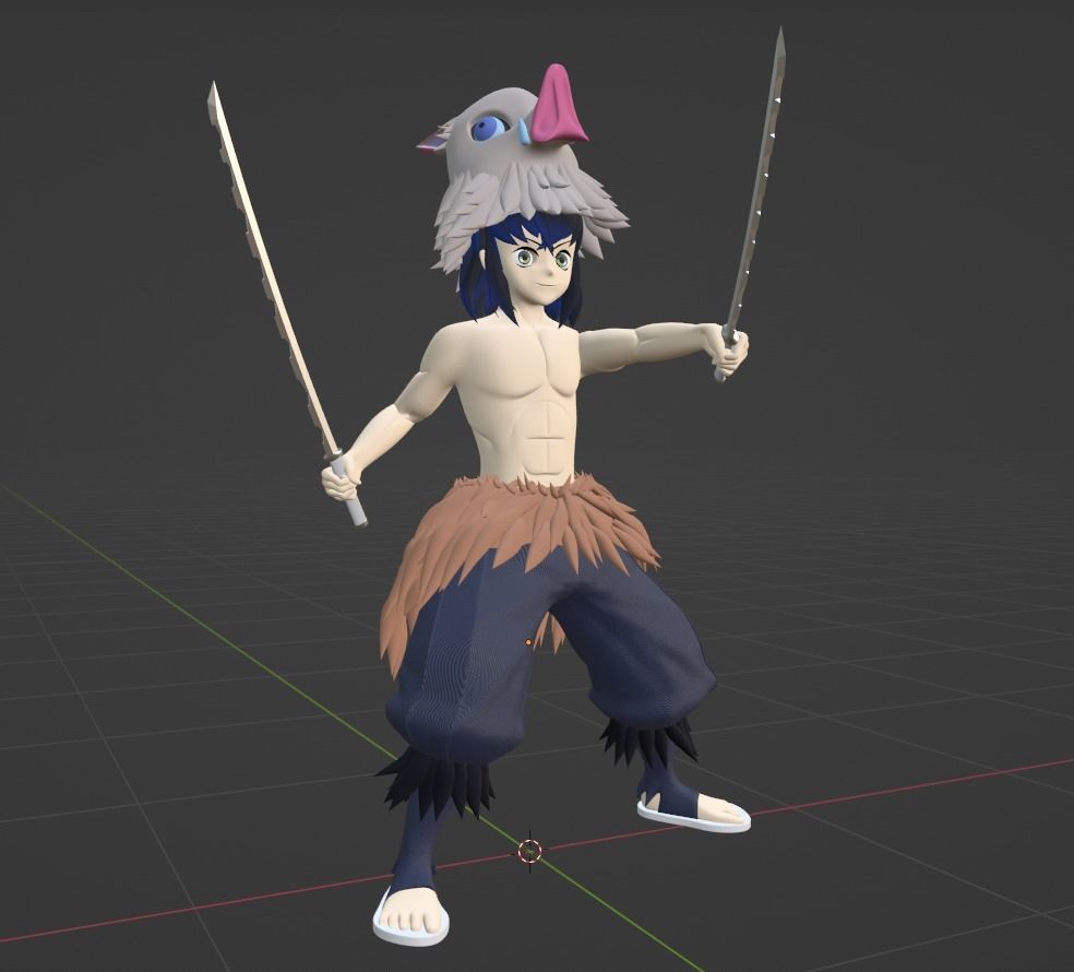 Inosuke Hashibira - Demon Slayer 3D model rigged | CGTrader