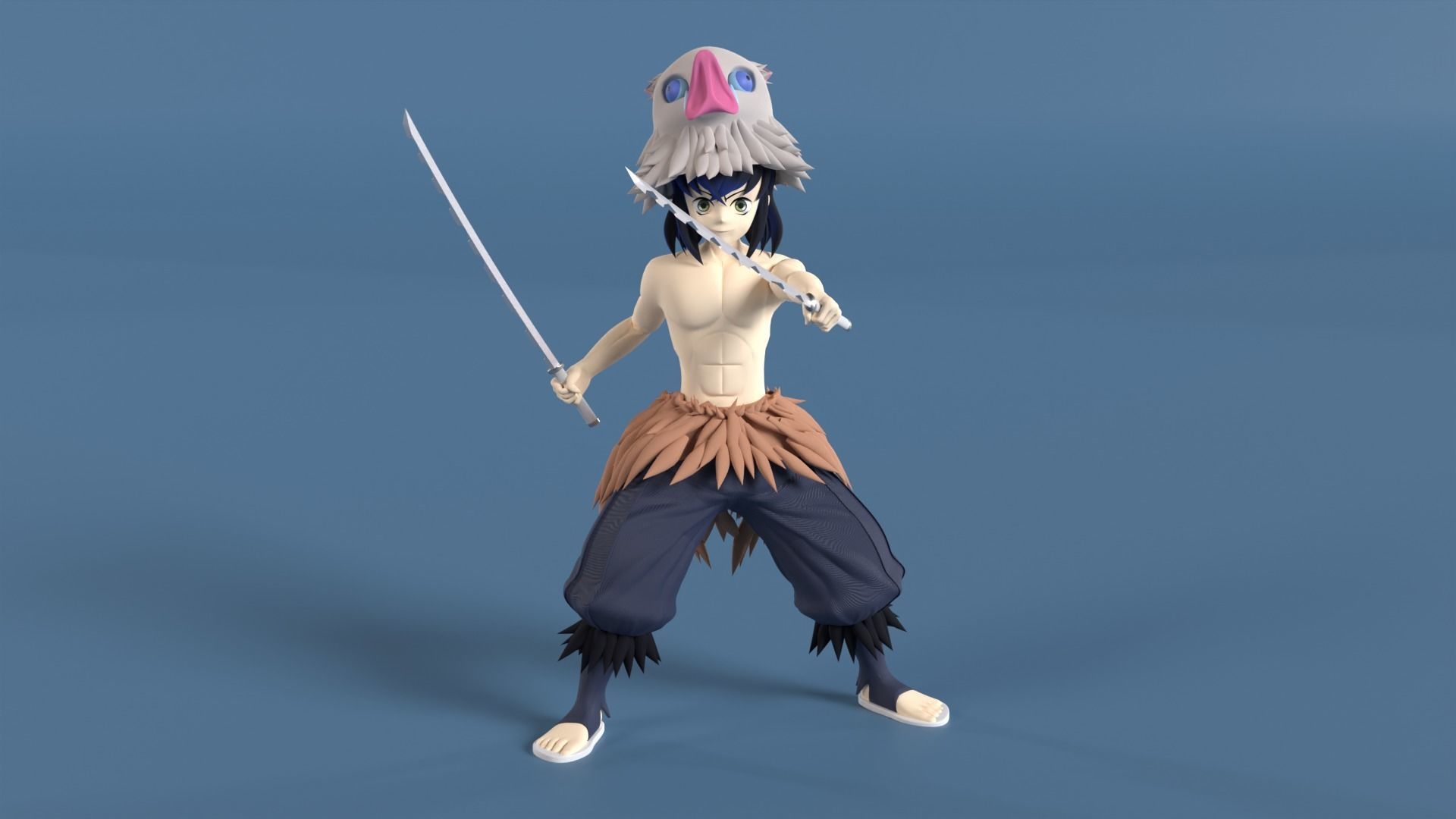 Inosuke Hashibira - Demon Slayer 3D model rigged | CGTrader