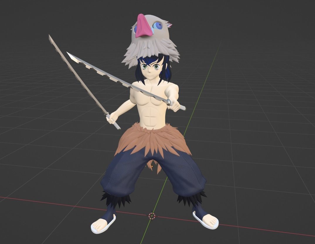 Inosuke Hashibira - Demon Slayer 3D model rigged | CGTrader