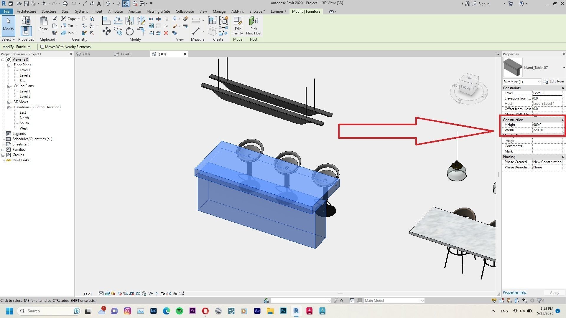 Dinning Table - Island Table - Dinning Room Revit Family 3D model ...