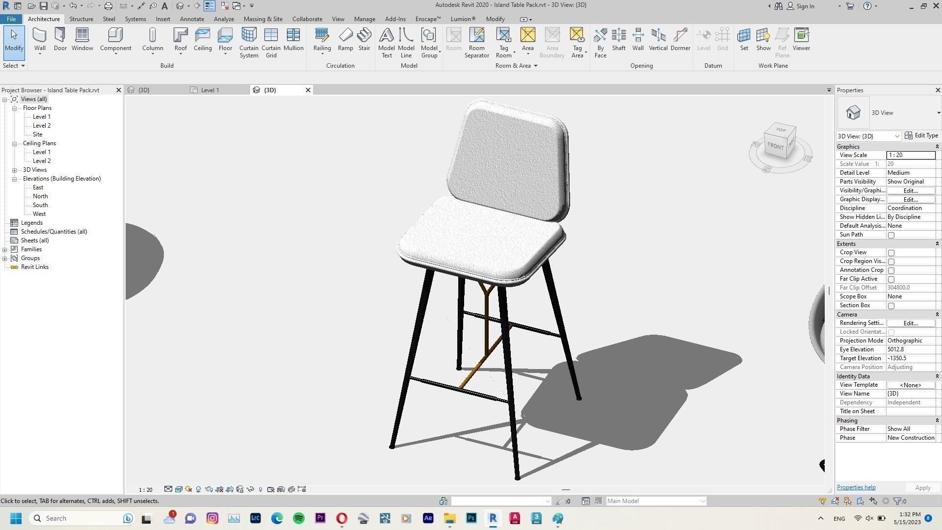 Dinning Table - Island Table - Dinning Room Revit Family 3D model ...