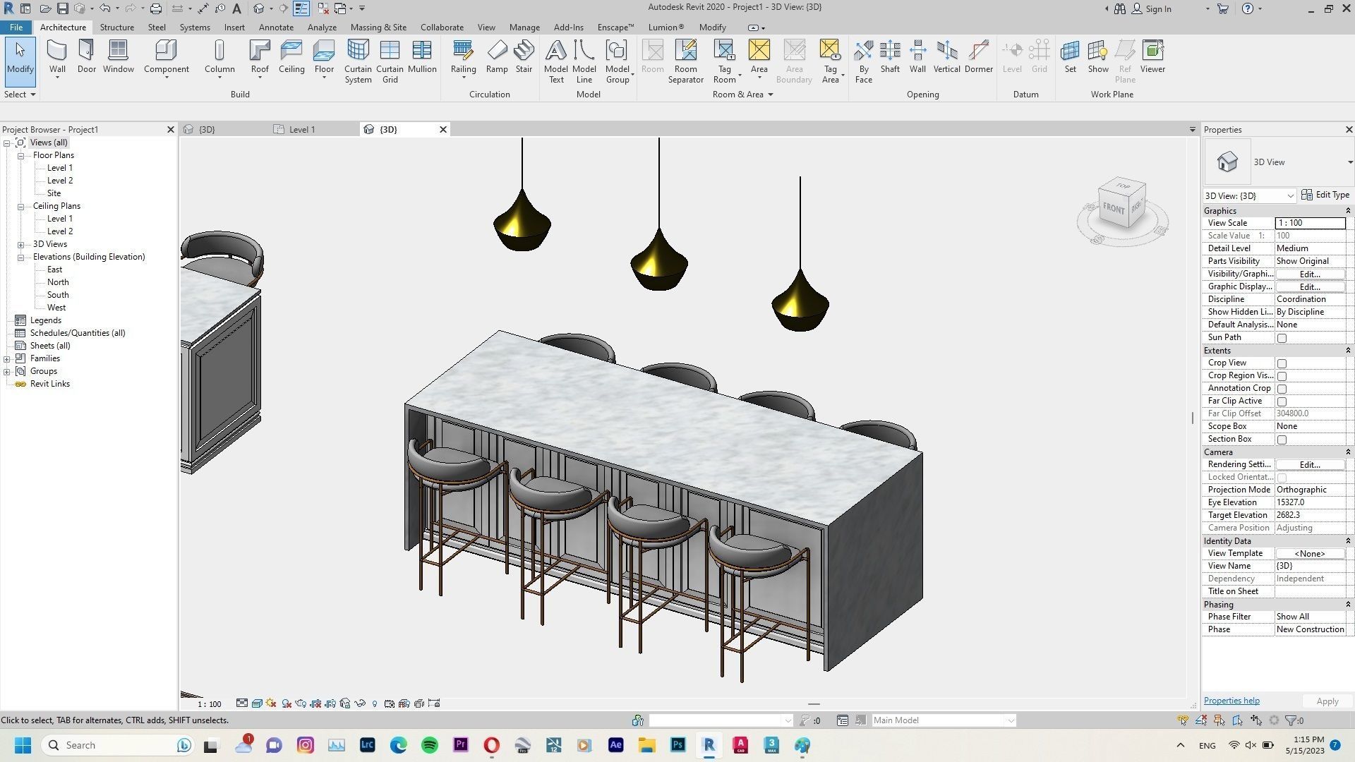 Dinning Table - Island Table - Dinning Room Revit Family 3D model ...