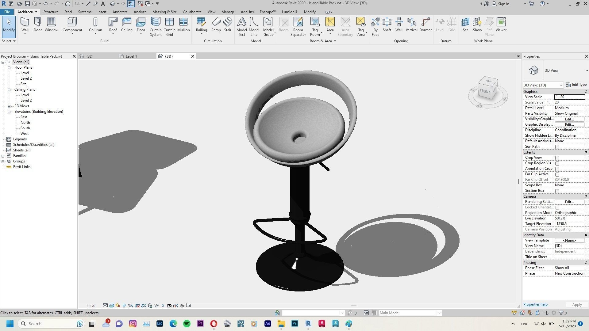 Dinning Table - Island Table - Dinning Room Revit Family 3D model ...