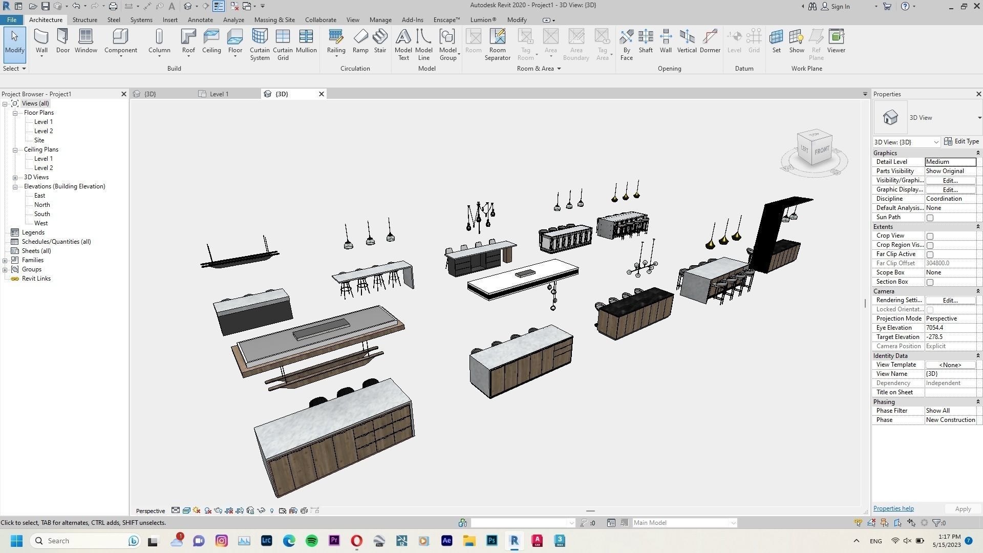 Dinning Table - Island Table - Dinning Room Revit Family 3D model ...