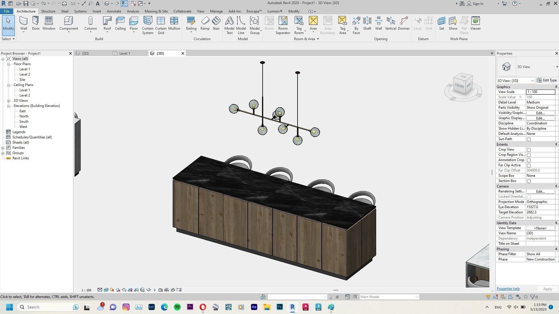 Dinning Table - Island Table - Dinning Room Revit Family 3D model ...