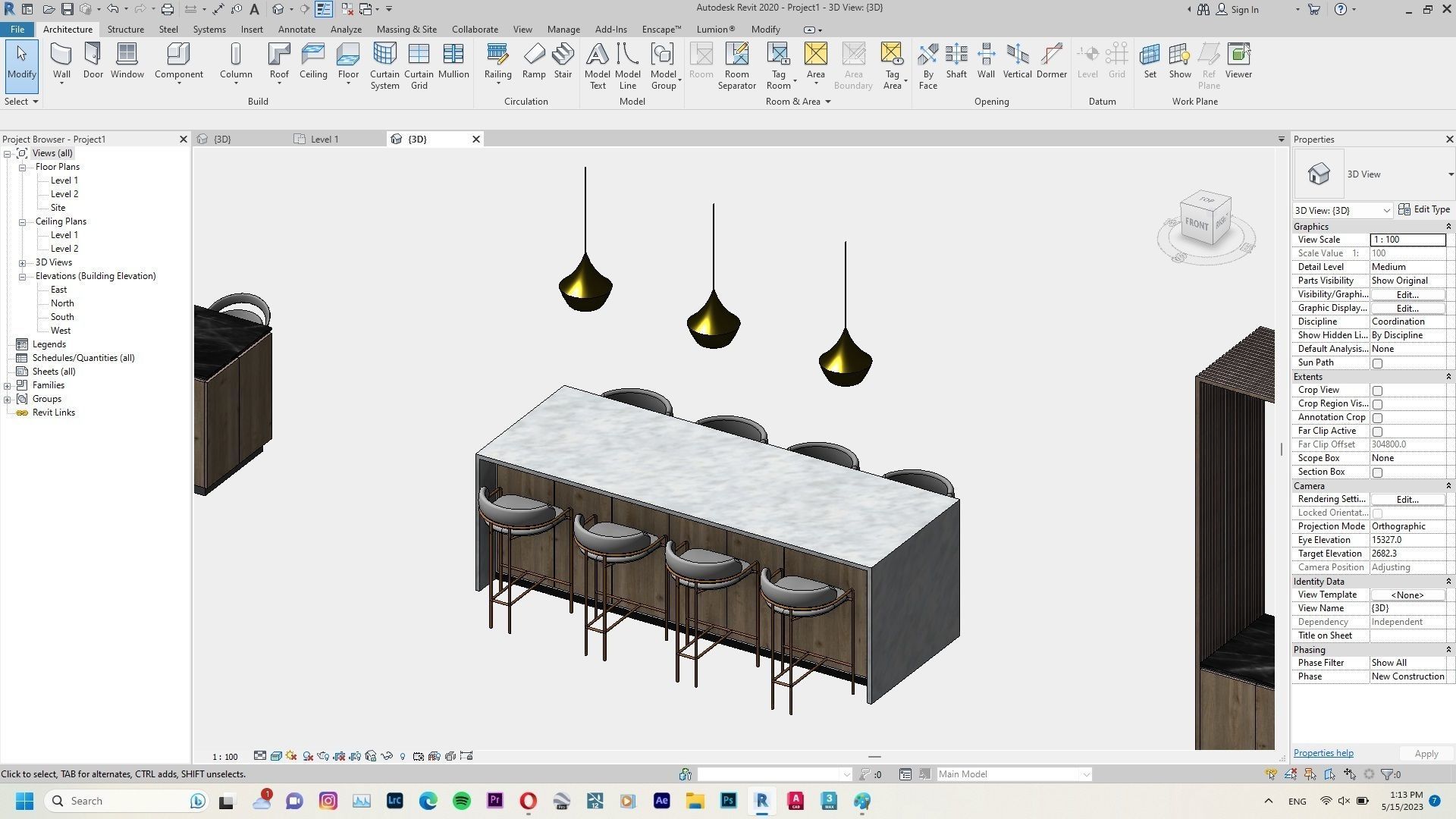 Dinning Table - Island Table - Dinning Room Revit Family 3D model ...