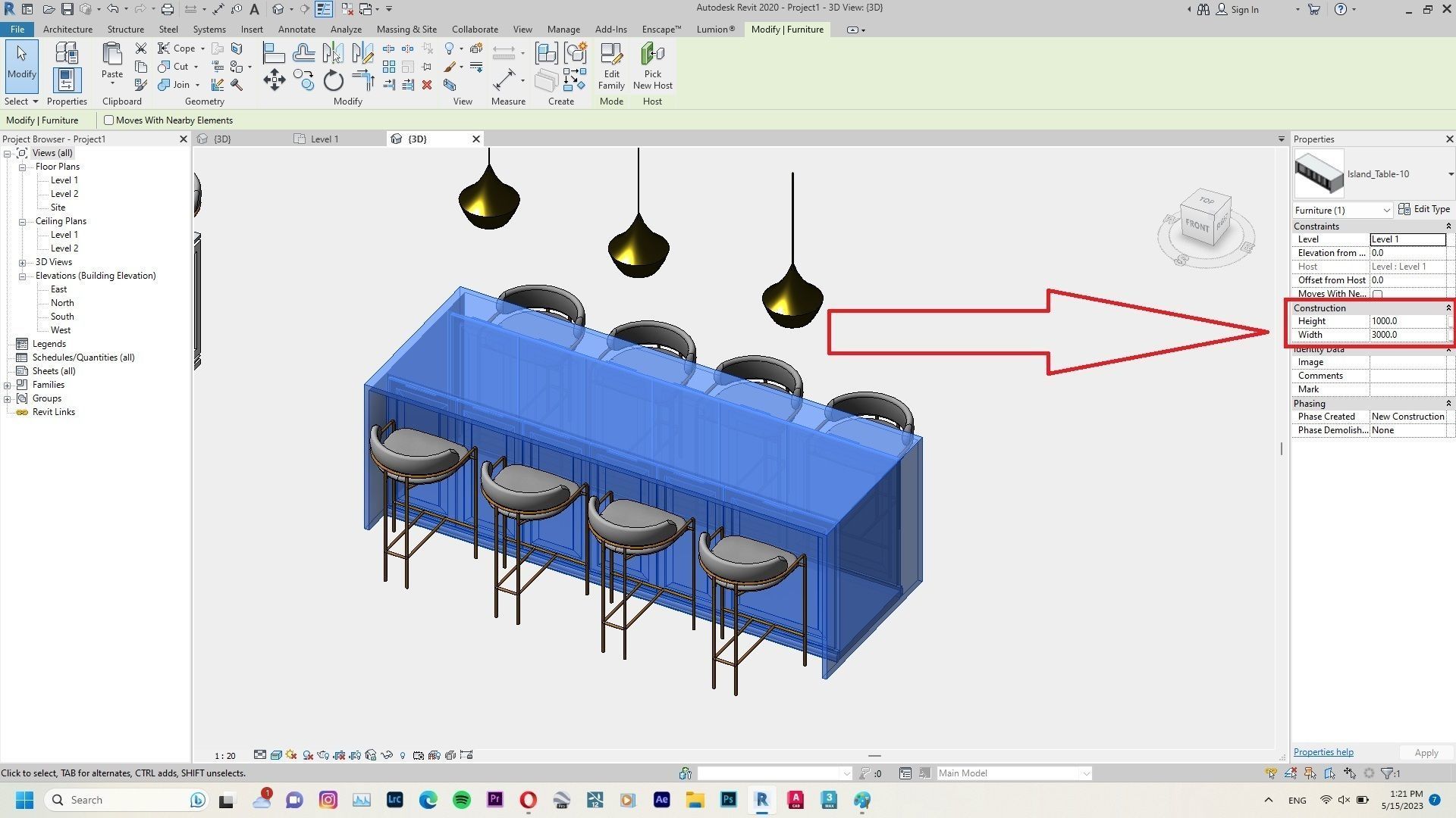 Dinning Table - Island Table - Dinning Room Revit Family 3D model ...