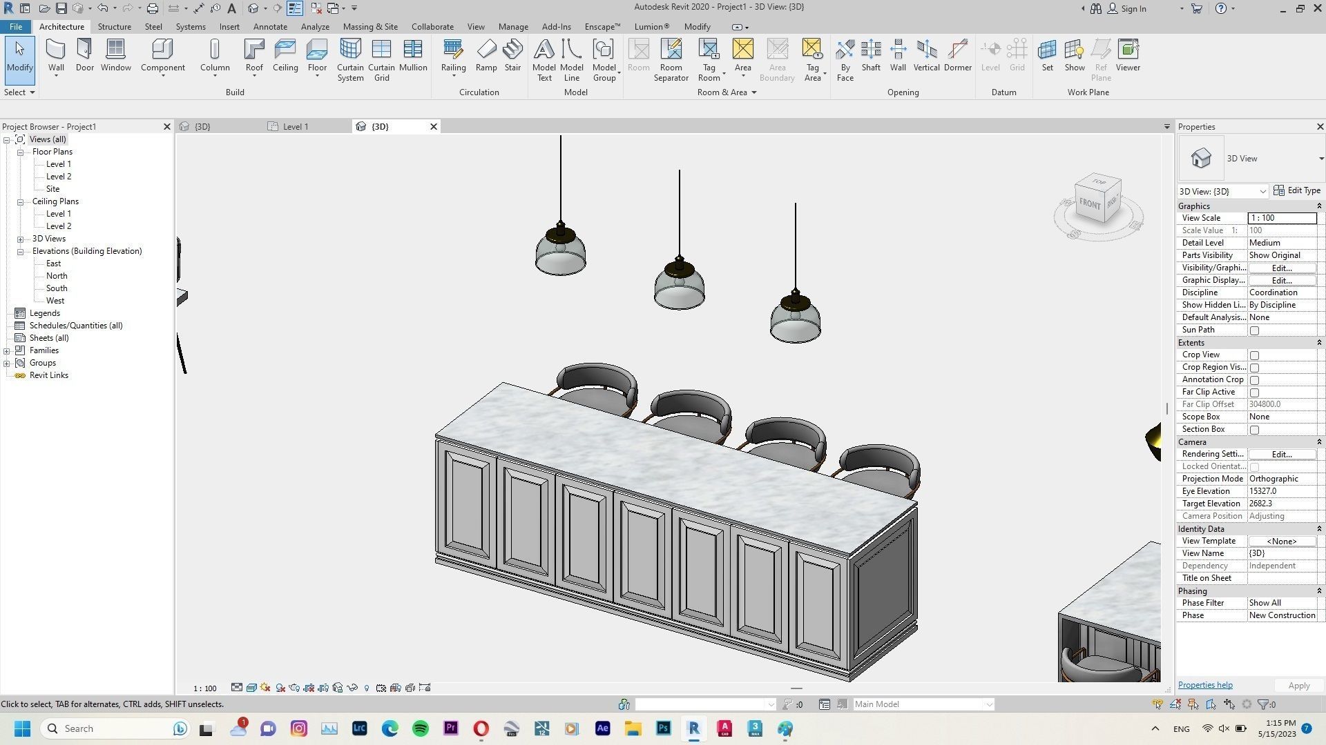 Dinning Table - Island Table - Dinning Room Revit Family 3D model ...