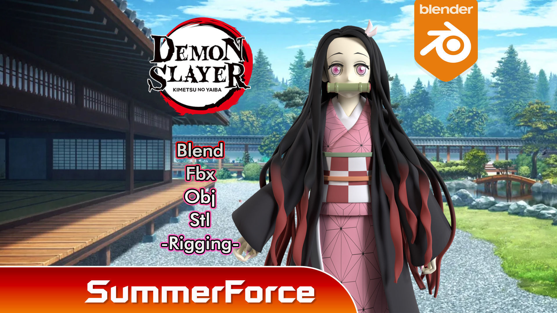 Nezuko Kamado - Demon Slayer 3D model rigged | CGTrader