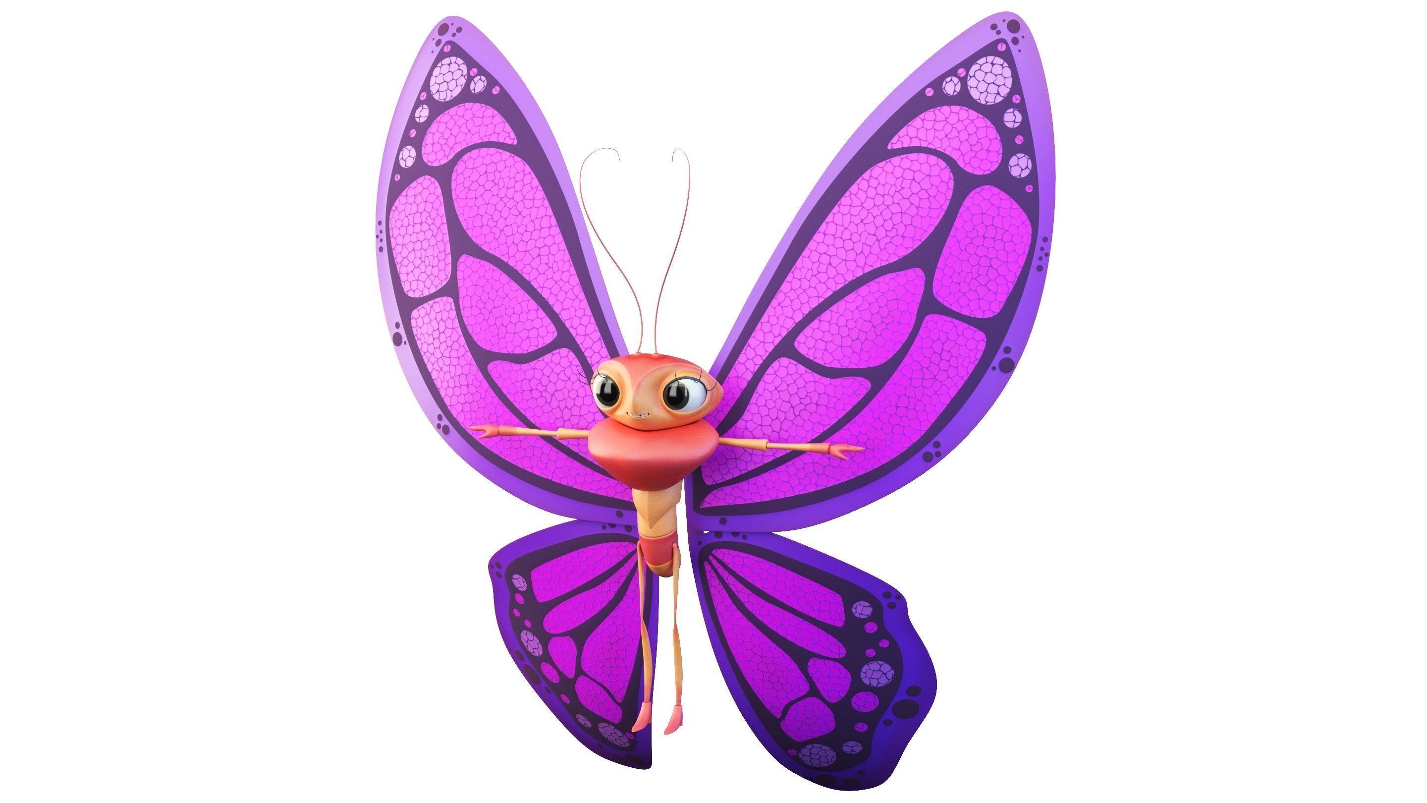 Cartoon Butterfly Character 3D model | CGTrader
