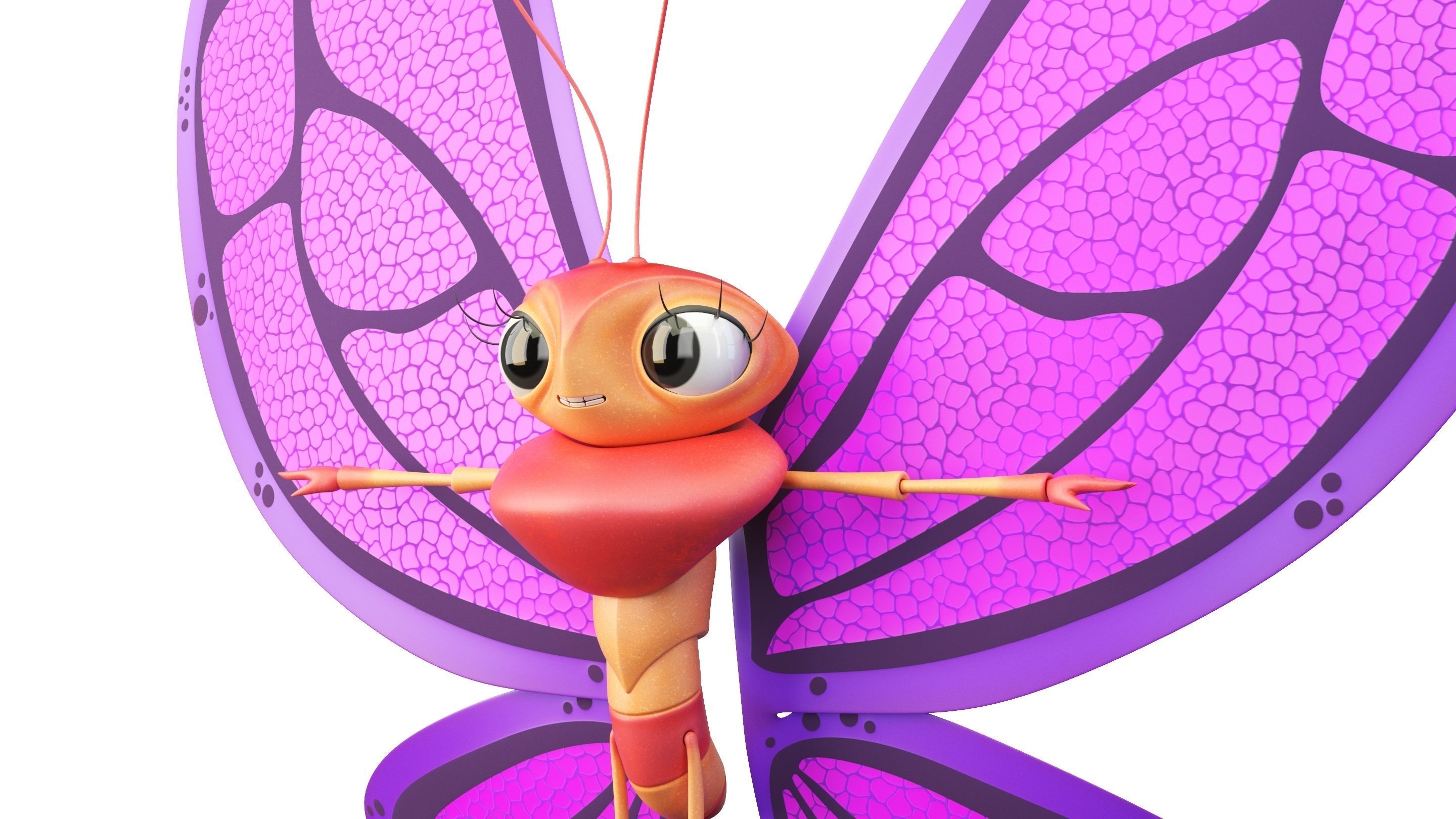 Cartoon Butterfly Character 3D model | CGTrader