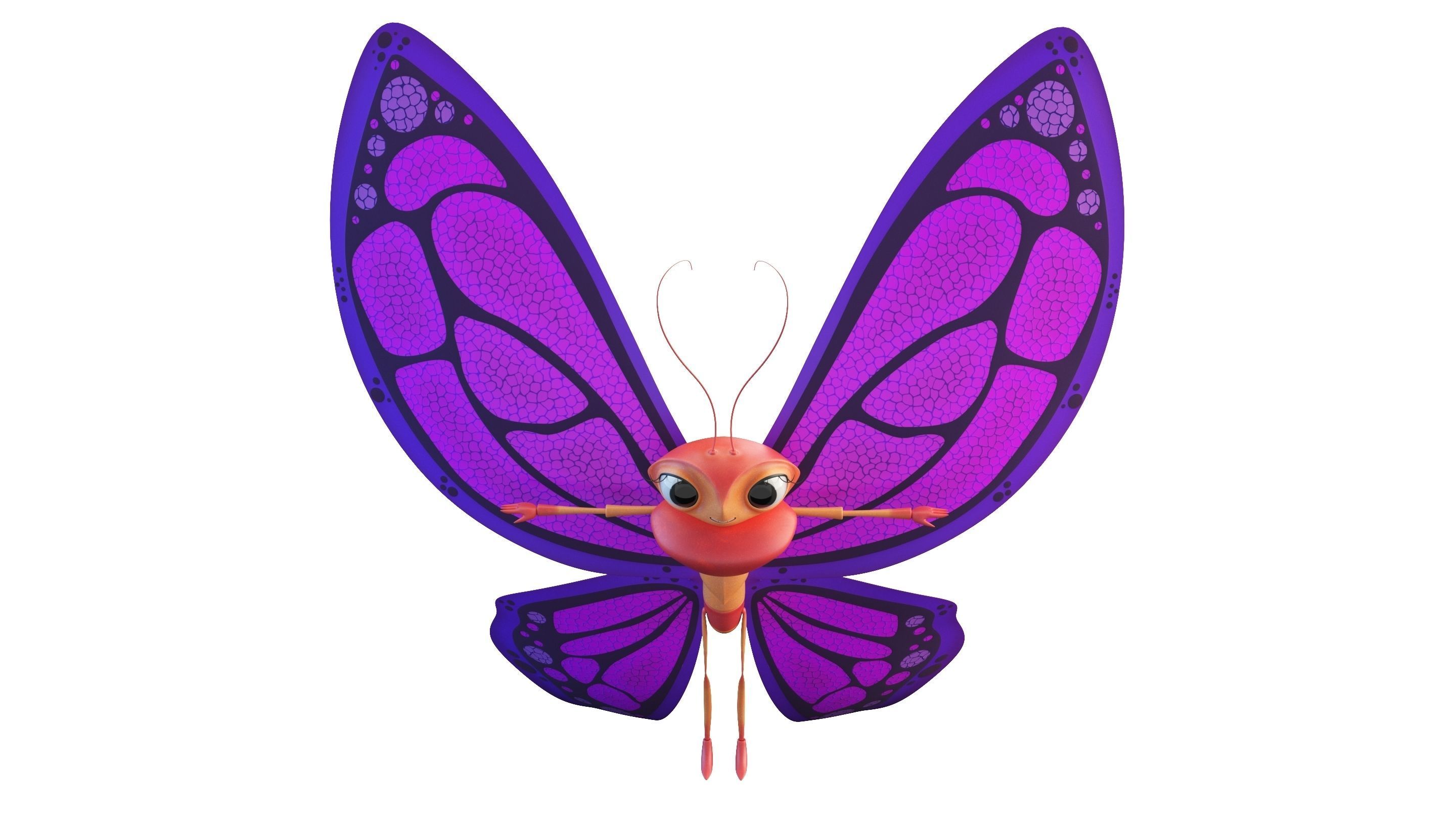 Cartoon Butterfly Character 3D model | CGTrader