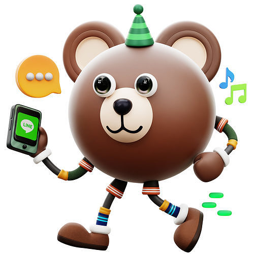 3D model Line Sticker Mascot 3D Icon VR / AR / low-poly | CGTrader