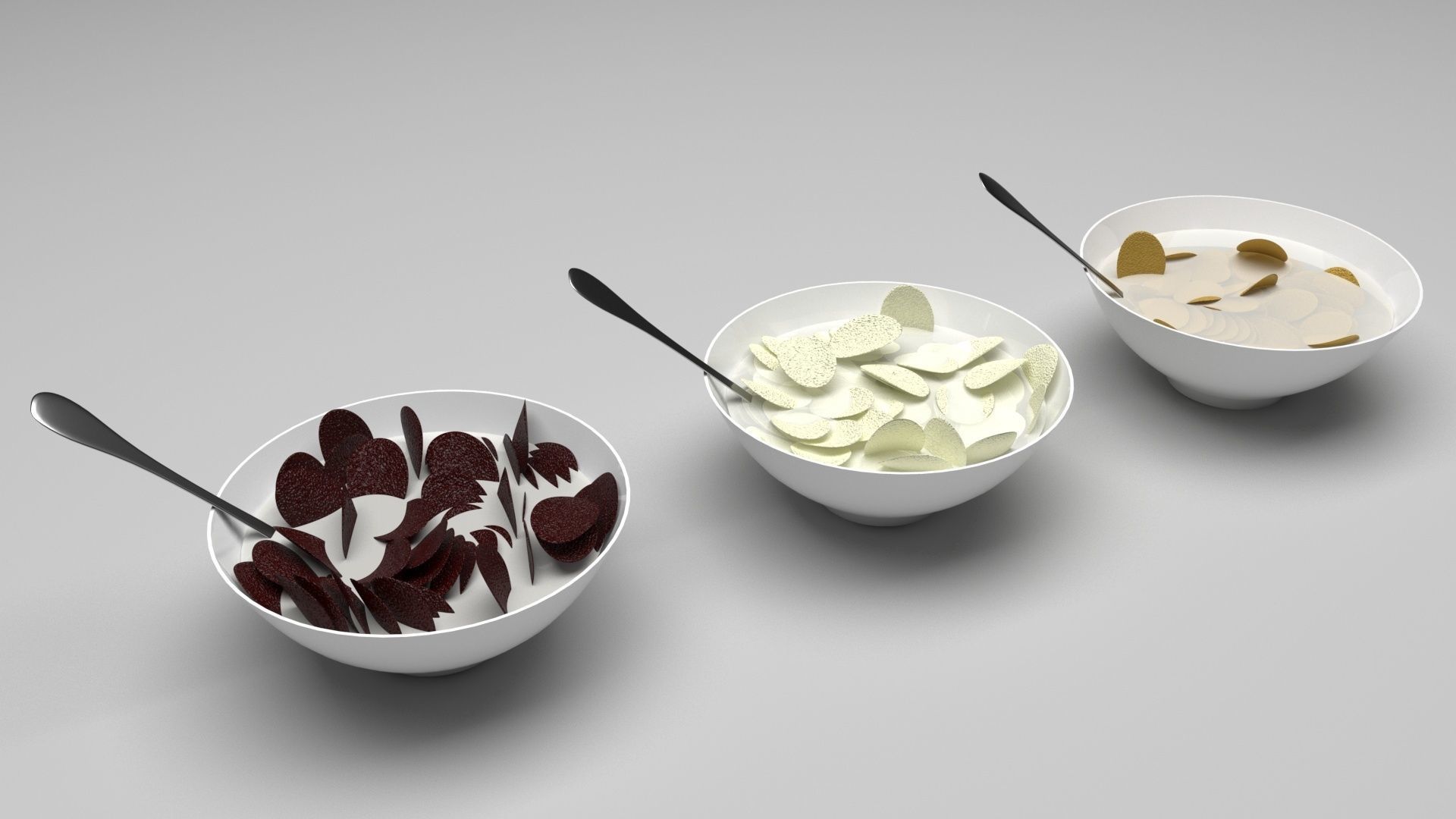 Bowl of Bent Oval Cereals Set 3D model | CGTrader