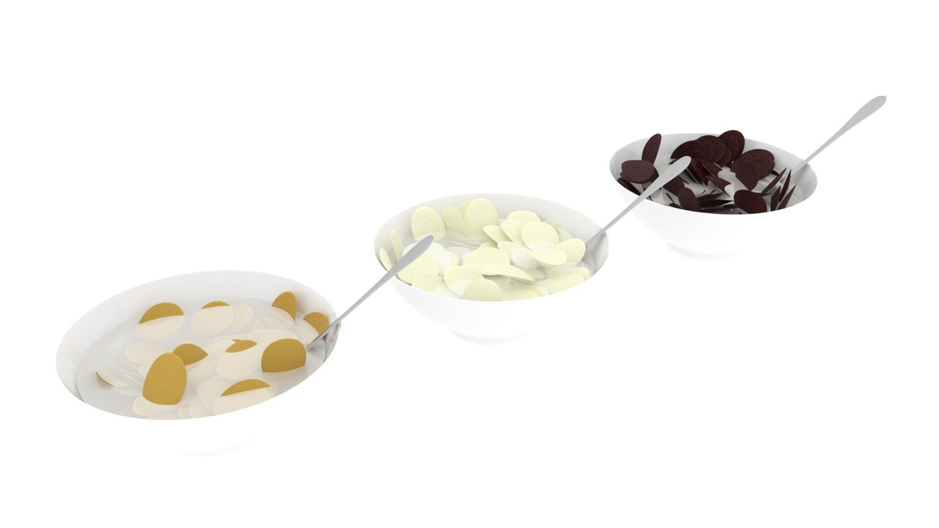 Bowl of Bent Oval Cereals Set 3D model | CGTrader
